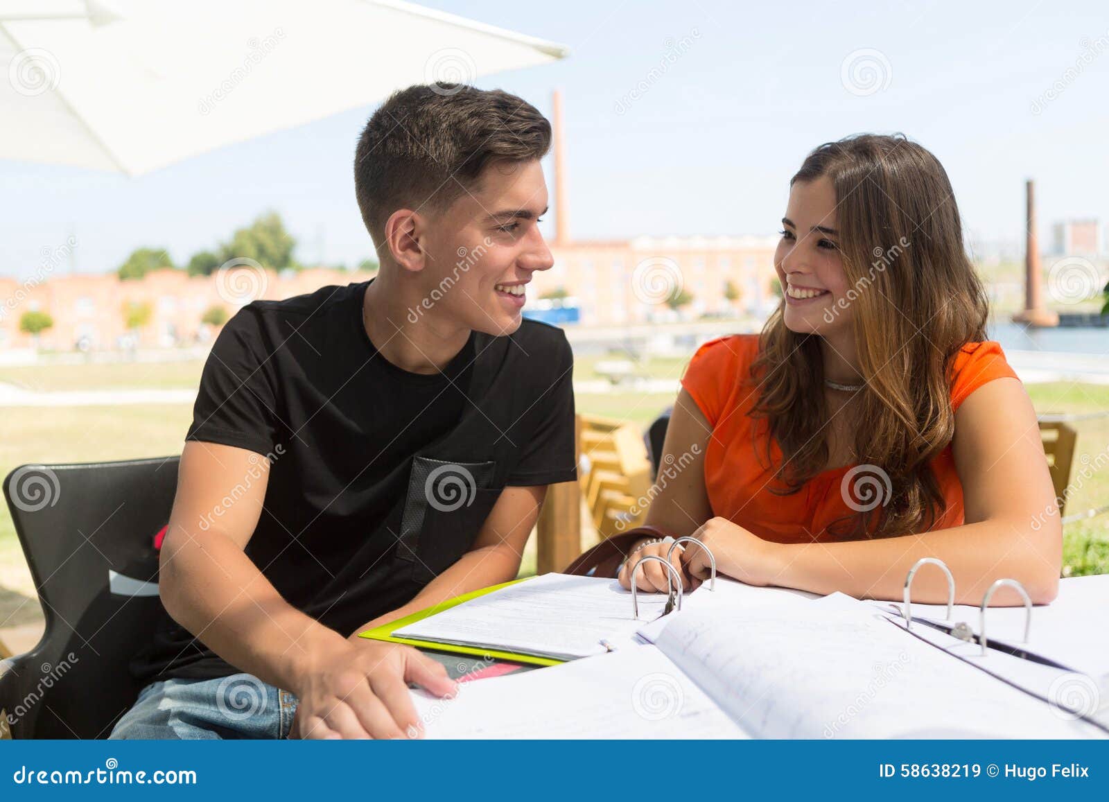 Couple of Students stock image. Image of green, outdoor - 58638219