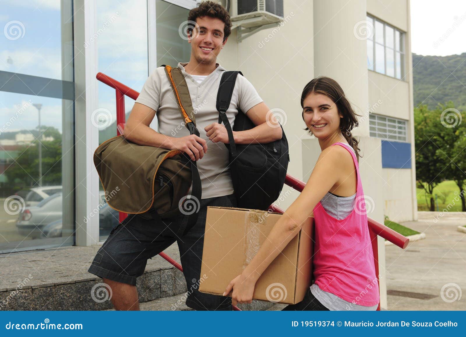 Couple of Students Moving in To the Campus Stock Photo - Image of ...