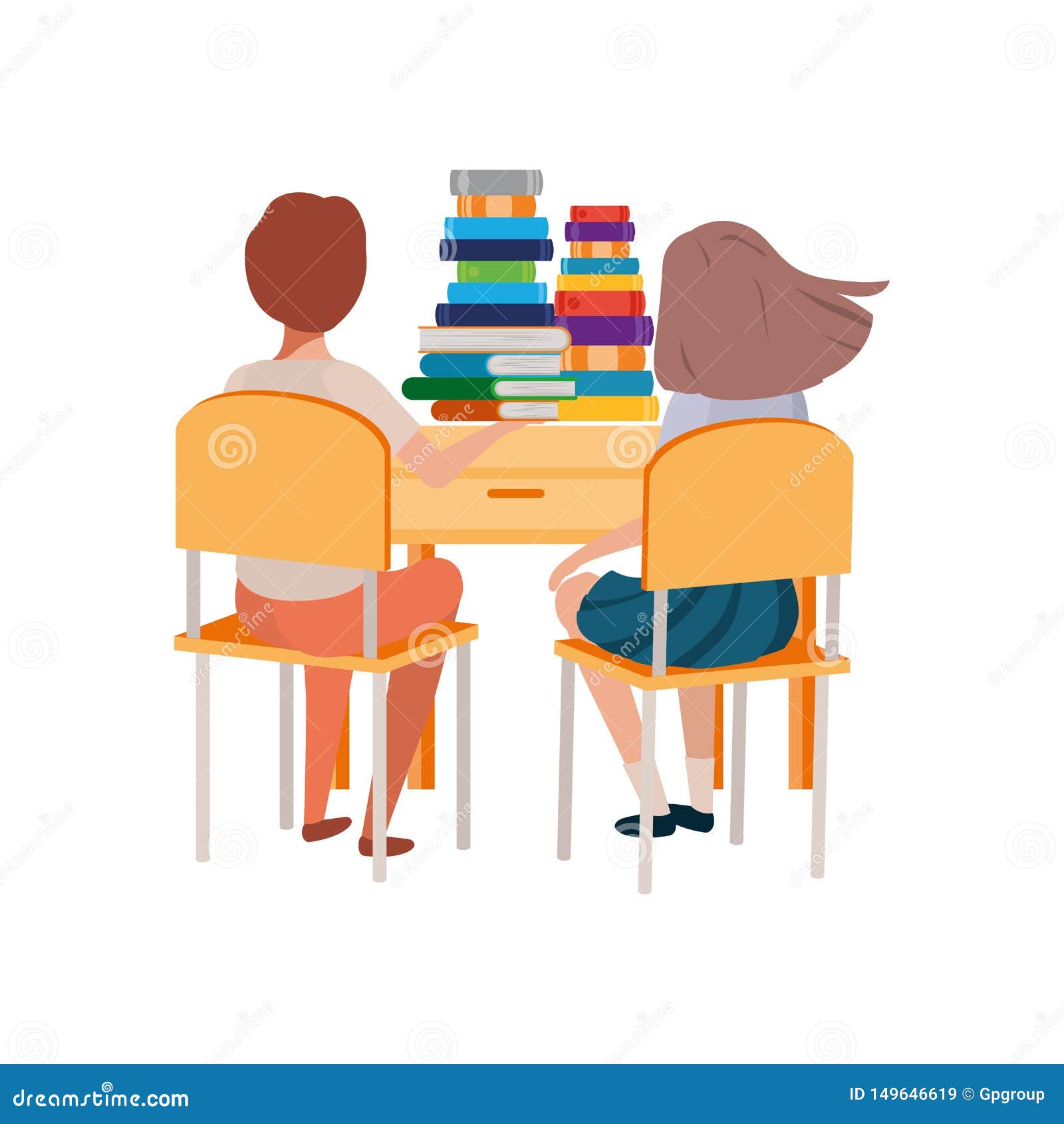 Couple Of The Students On A Walk Cartoon Vector | CartoonDealer.com ...