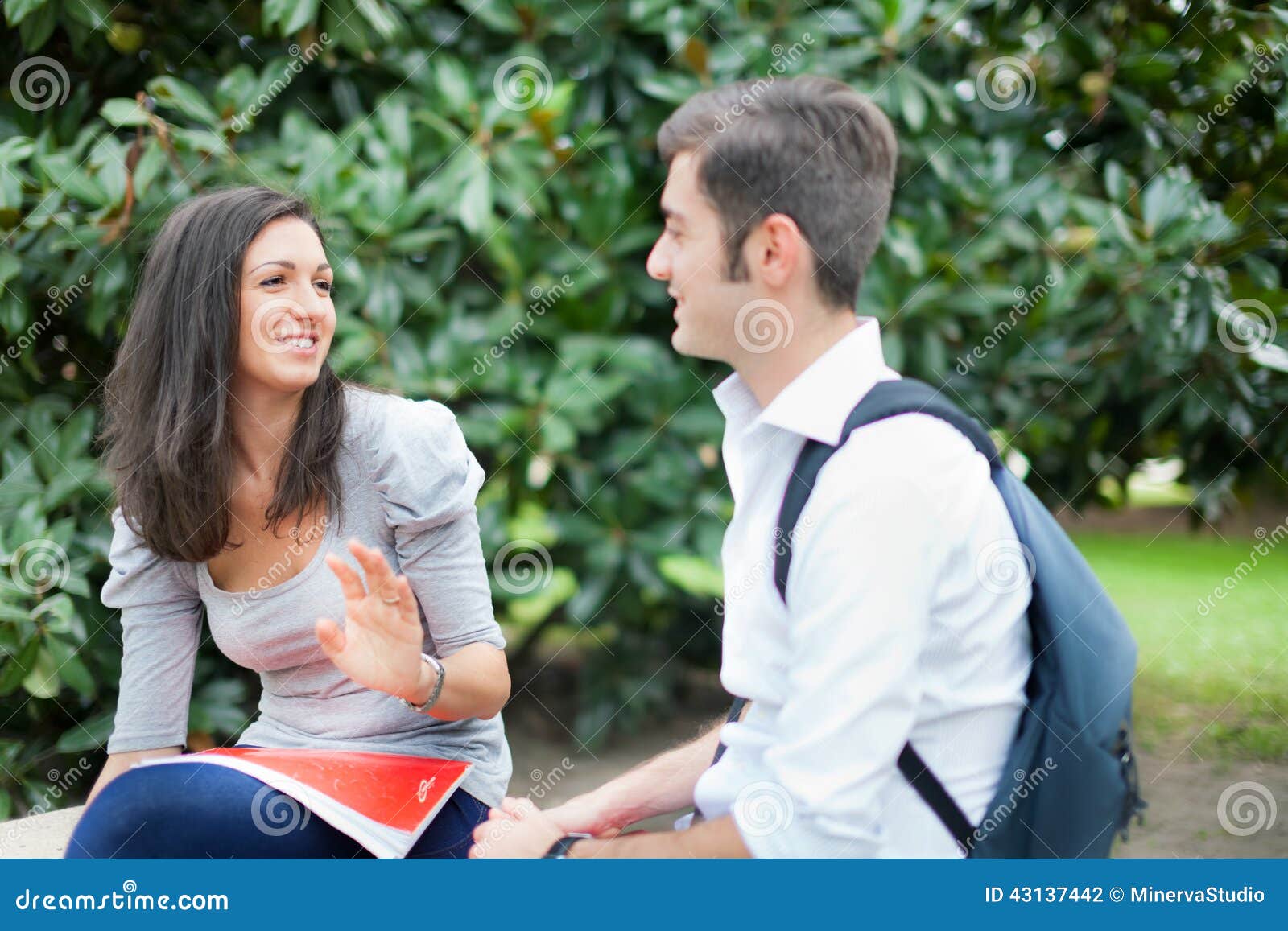 Couple of Students Talking Outdoor Stock Photo - Image of girlfriend ...