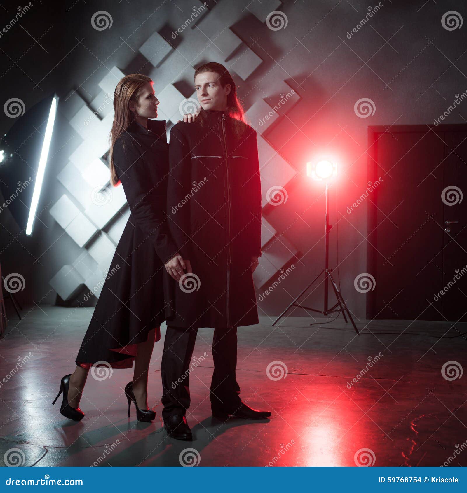 Couple in Studio, Portrait with Harsh Light and Stock Photo - Image of ...