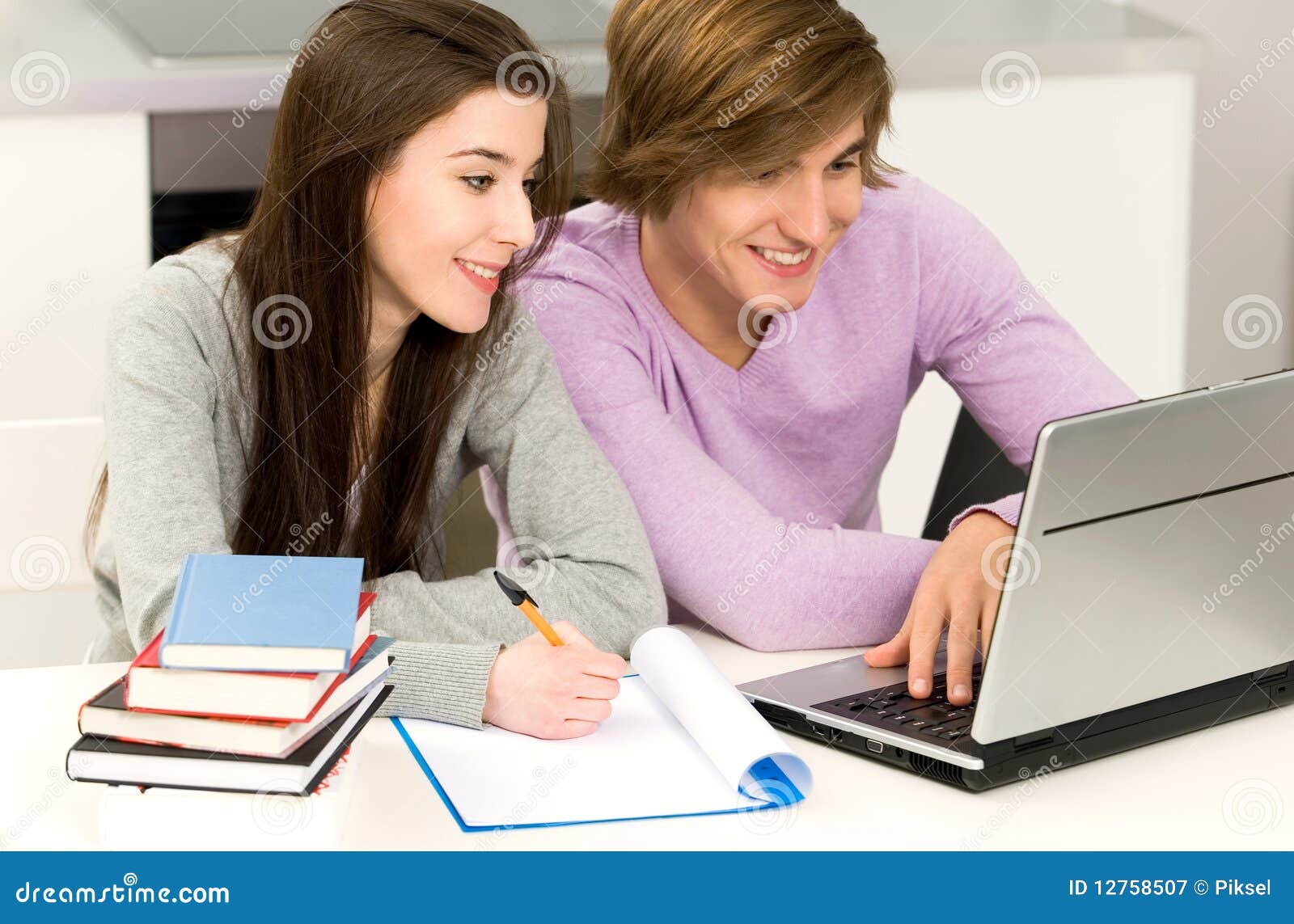 Couple studying stock image. Image of student, friendship - 12758507
