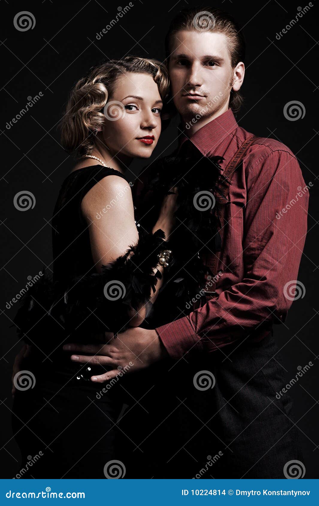 Couple Stylized in Retro Style Stock Photo - Image of handsome, adult ...