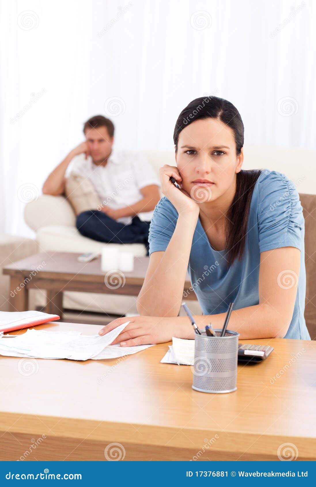 Couple Sulking Each Other Sitting Back To Back On Bed Royalty-Free ...