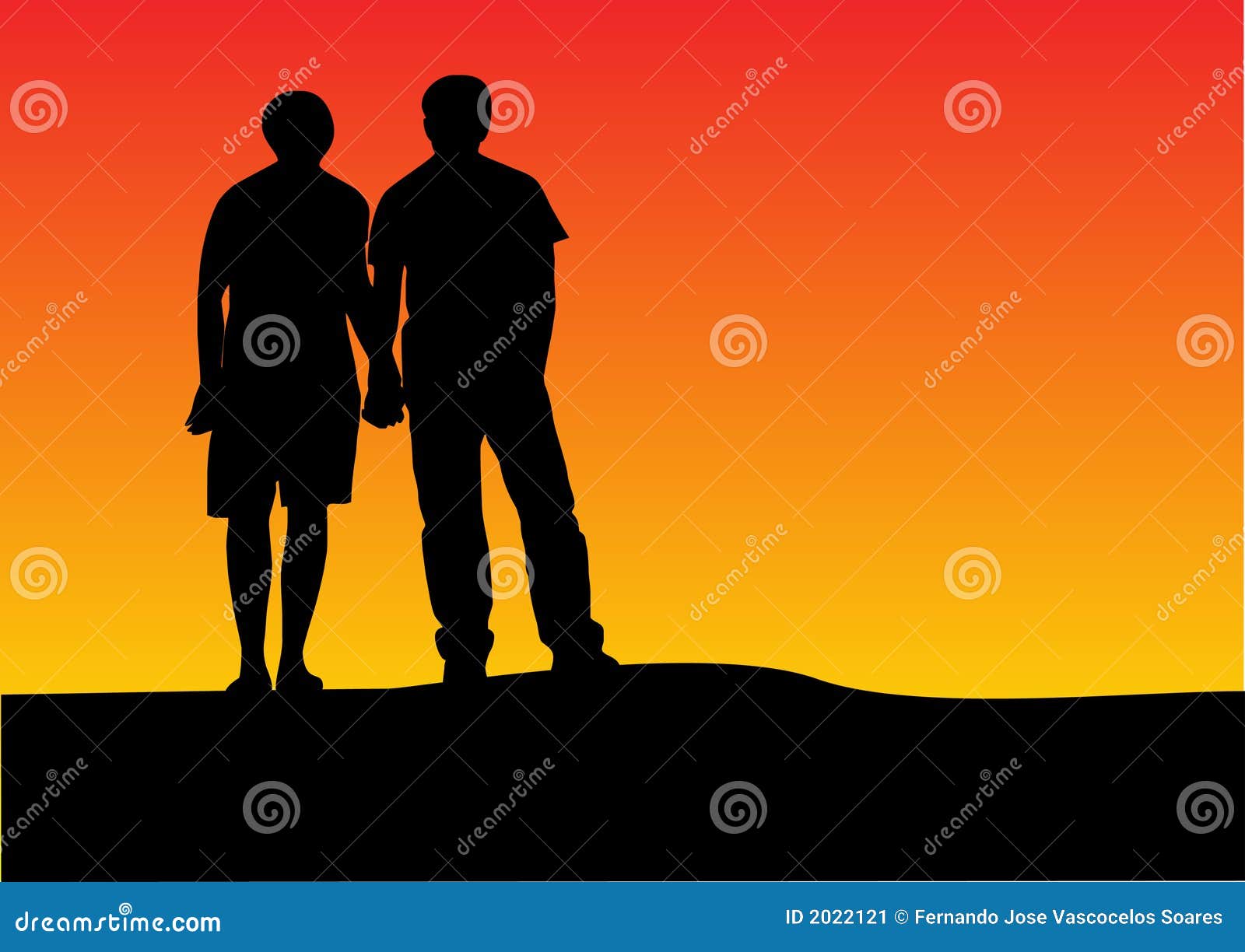 Couple Sunset Silhouette Cartoon Vector | CartoonDealer.com #2022121