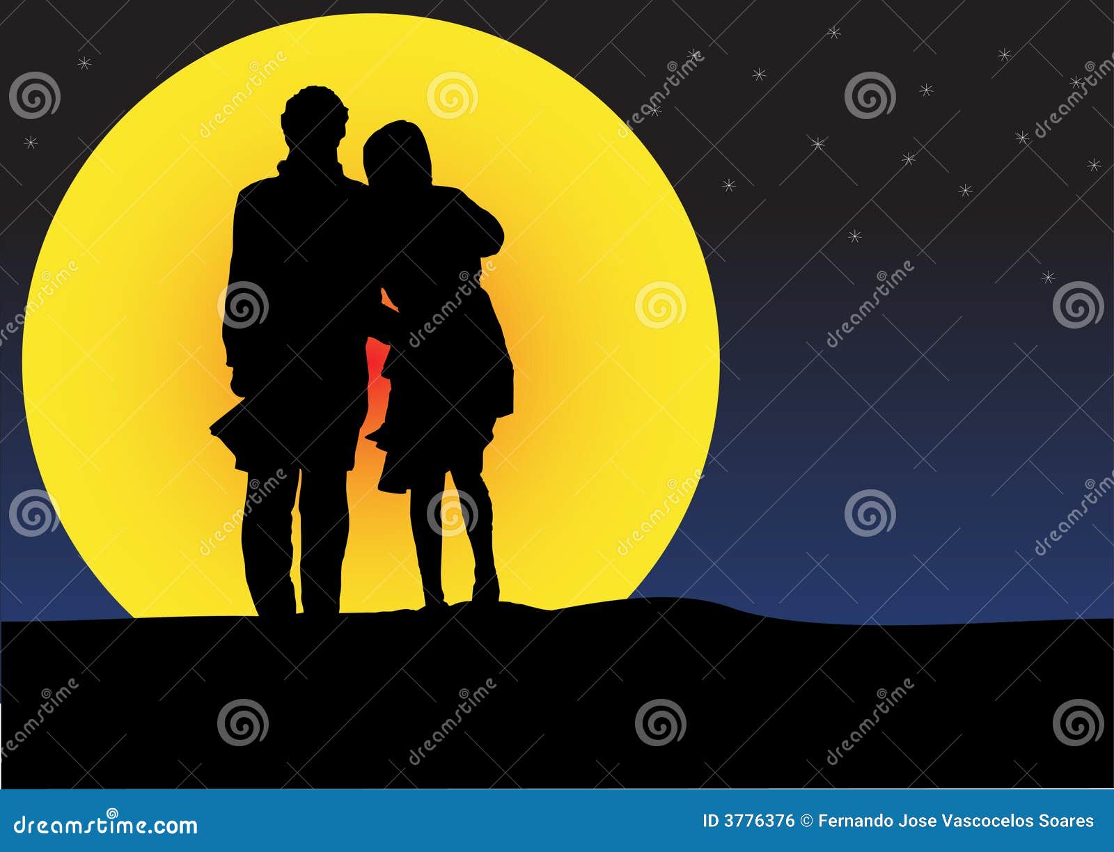 Couple Sunset Silhouette Vector Illustration | CartoonDealer.com #3776376