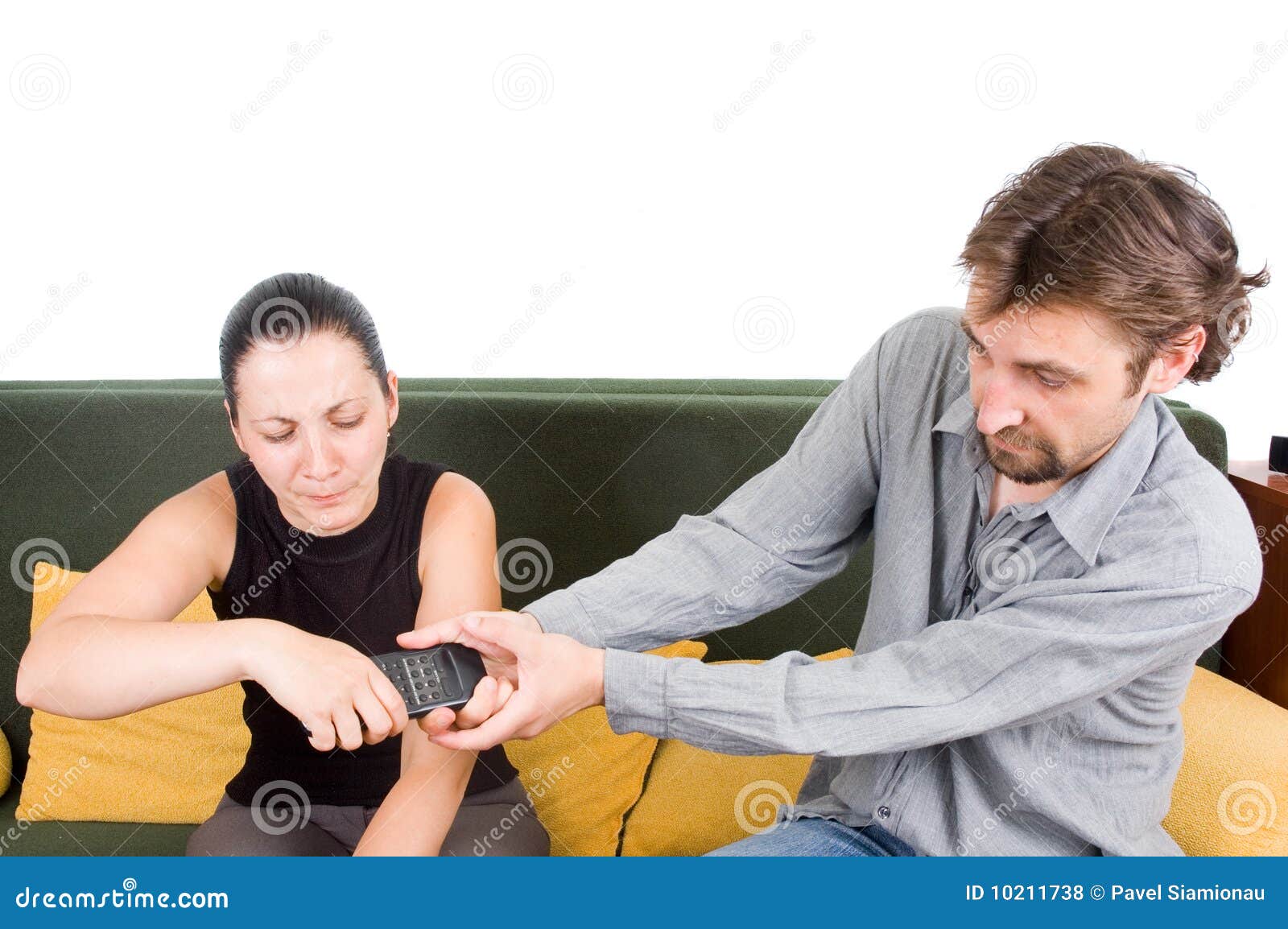 Couple Swears because of Remote Control Stock Photo - Image of adult ...