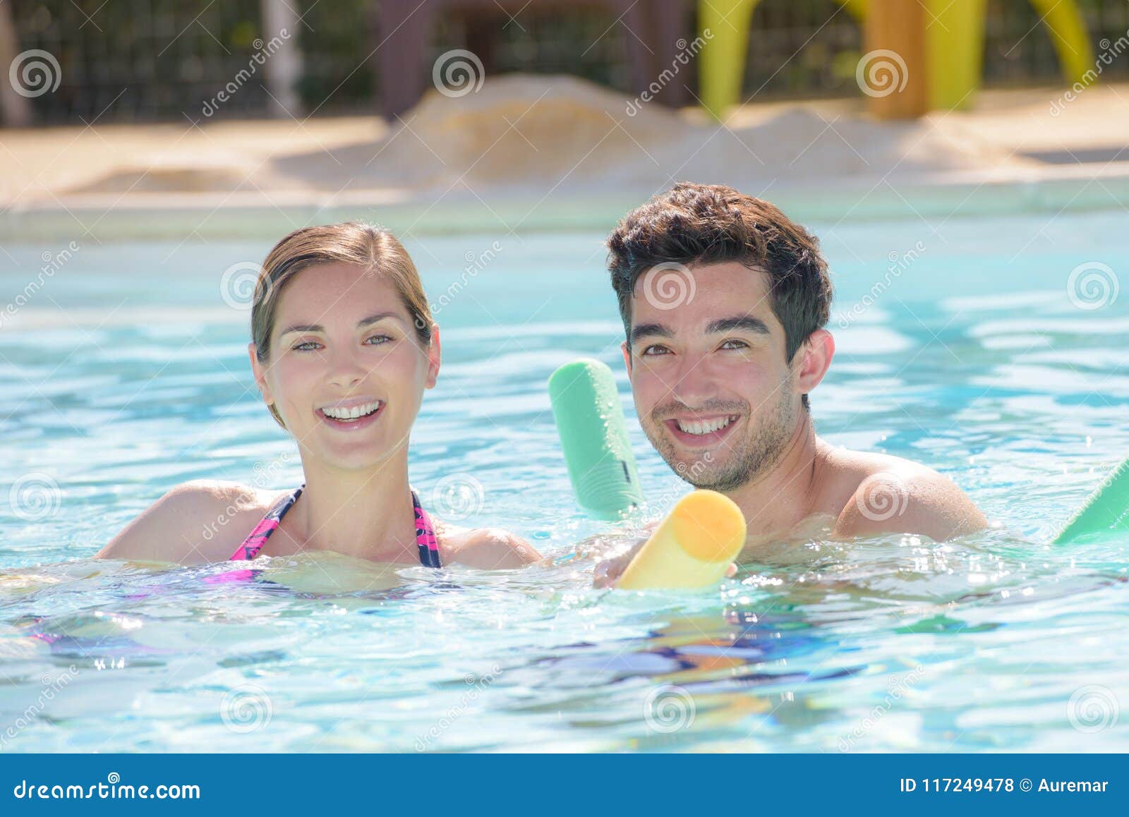 Couple in swimming pool stock photo. Image of girlfriend - 117249478