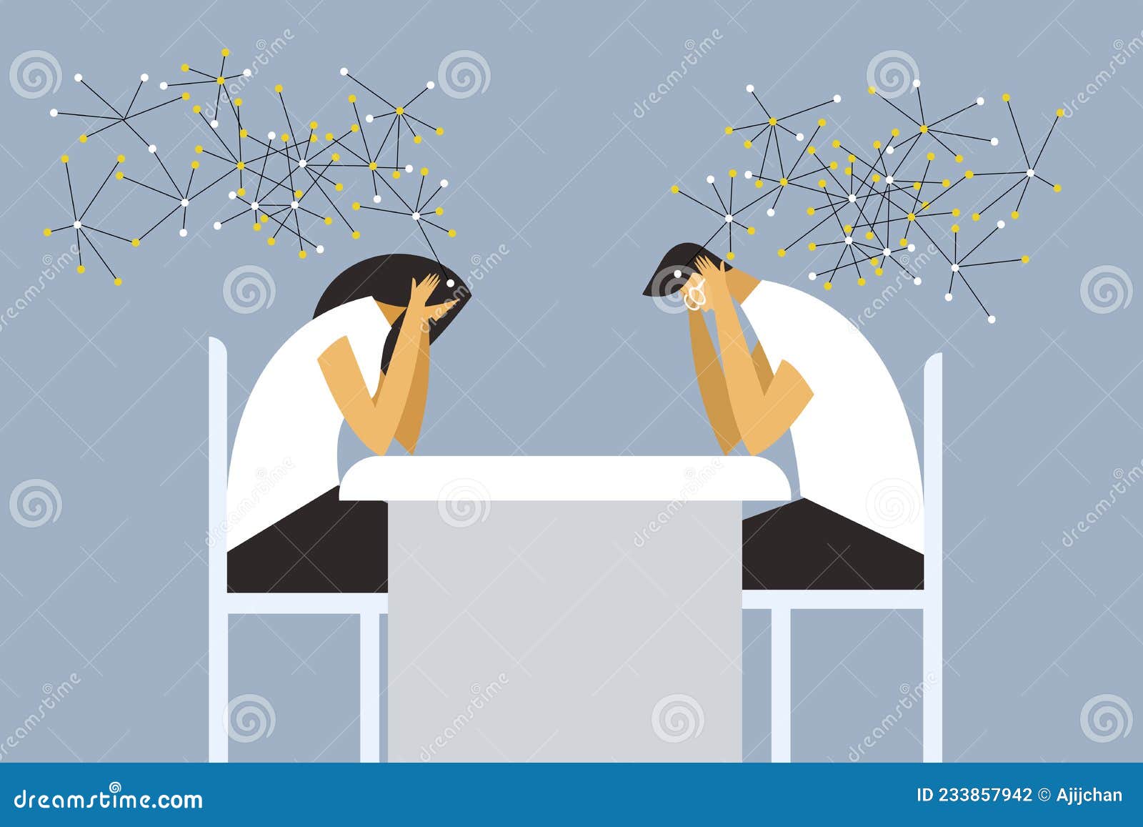 A Thinking Man and a Woman with Network of Thought Connections Coming ...