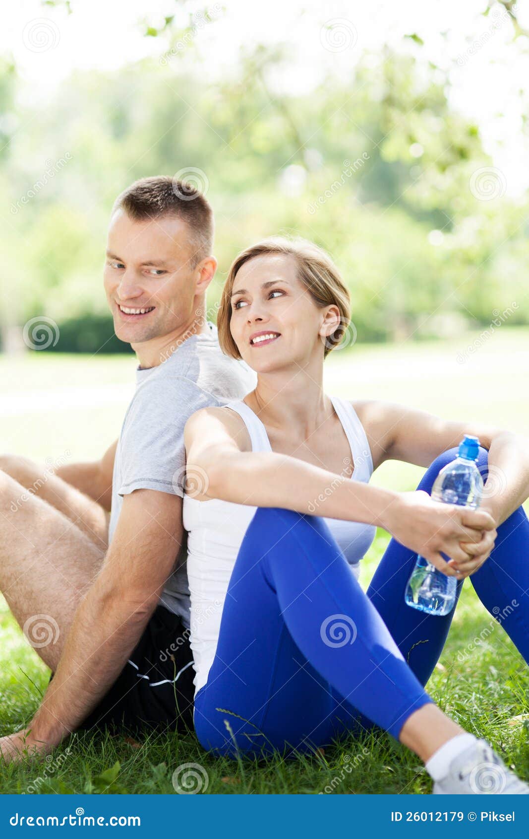 Couple Taking a Break from Exercises Stock Image - Image of energy ...