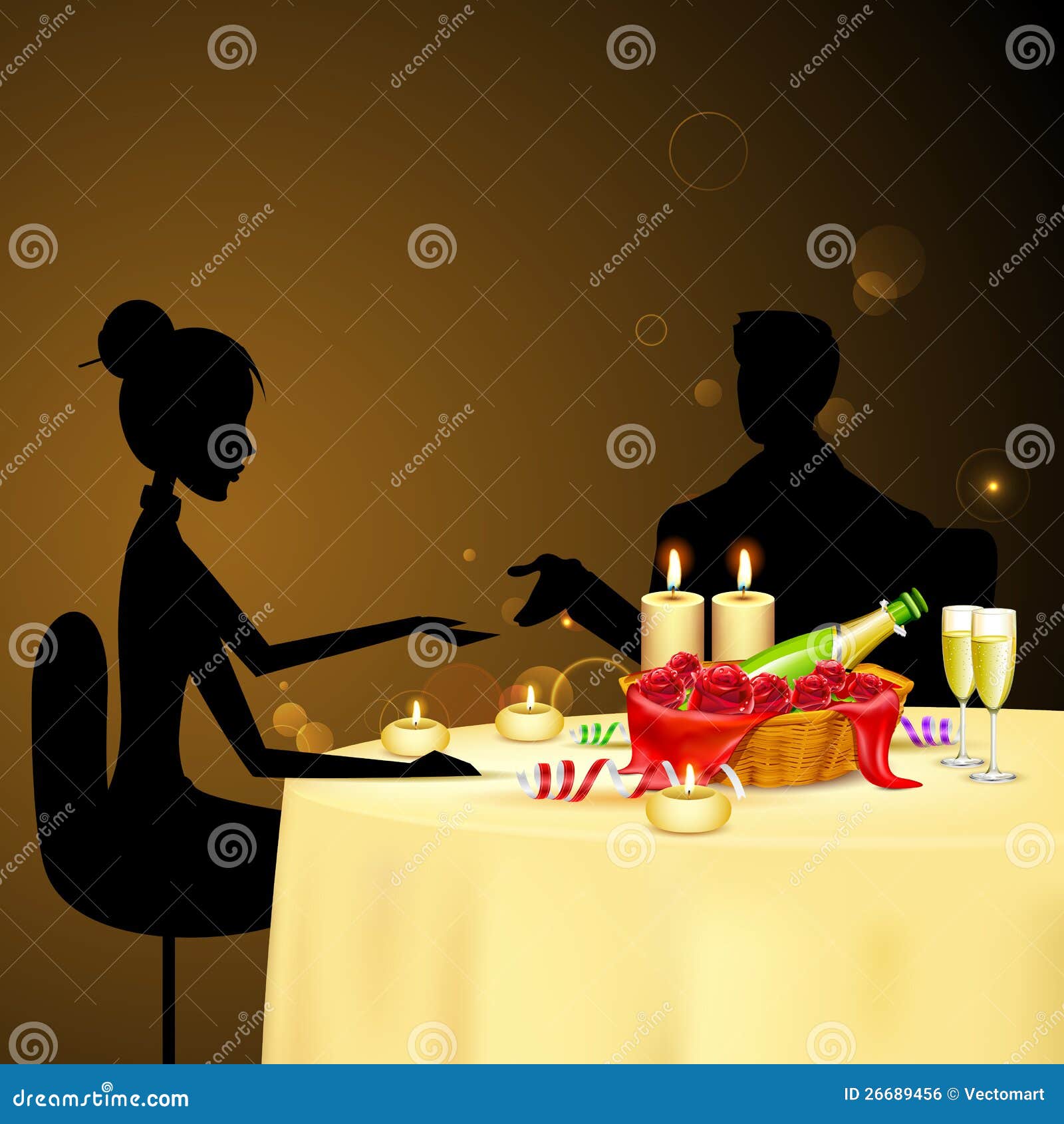 Couple Taking Candle Light Dinner Stock Vector - Illustration of ...