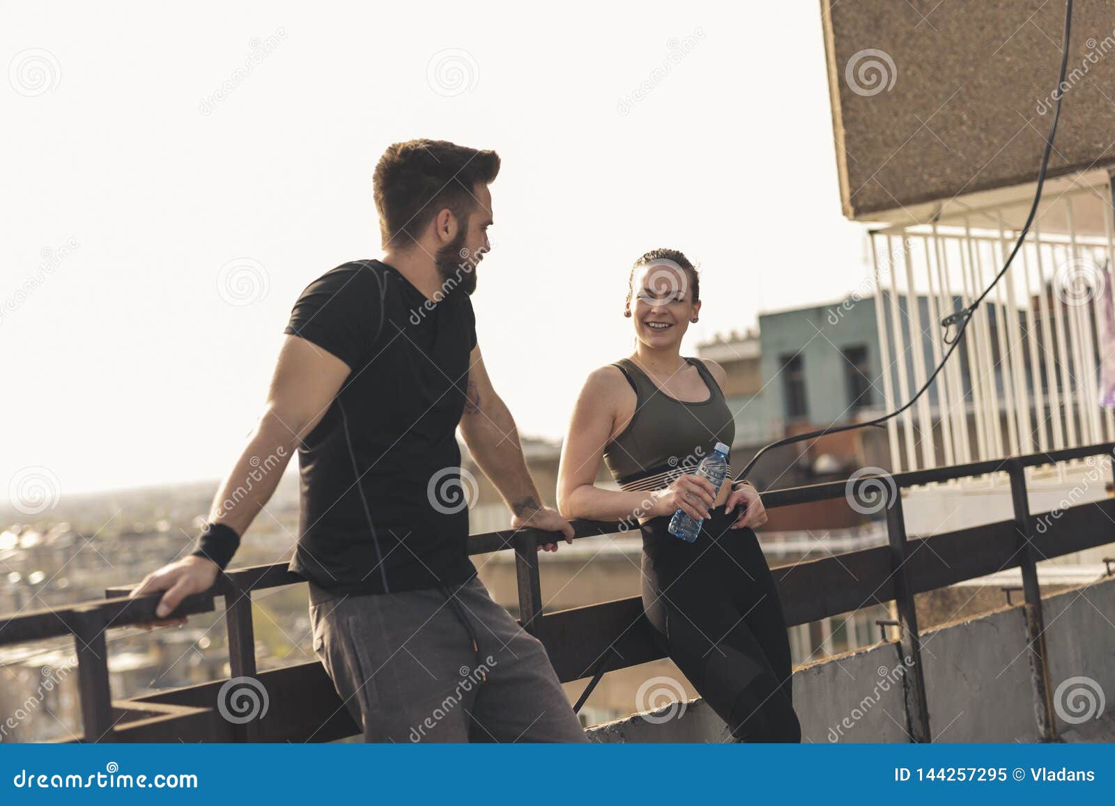 Couple Taking a Workout Break Stock Image - Image of relaxation ...