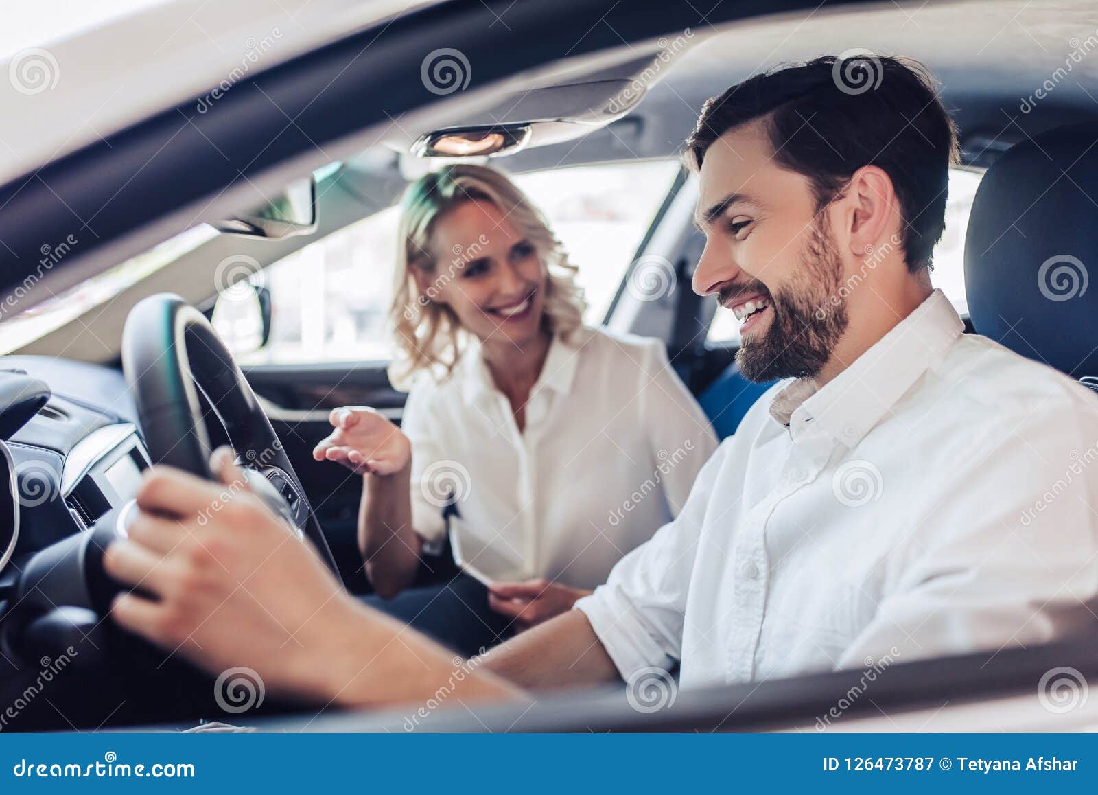 Couple Talking while Driving a Car Stock Image - Image of business ...