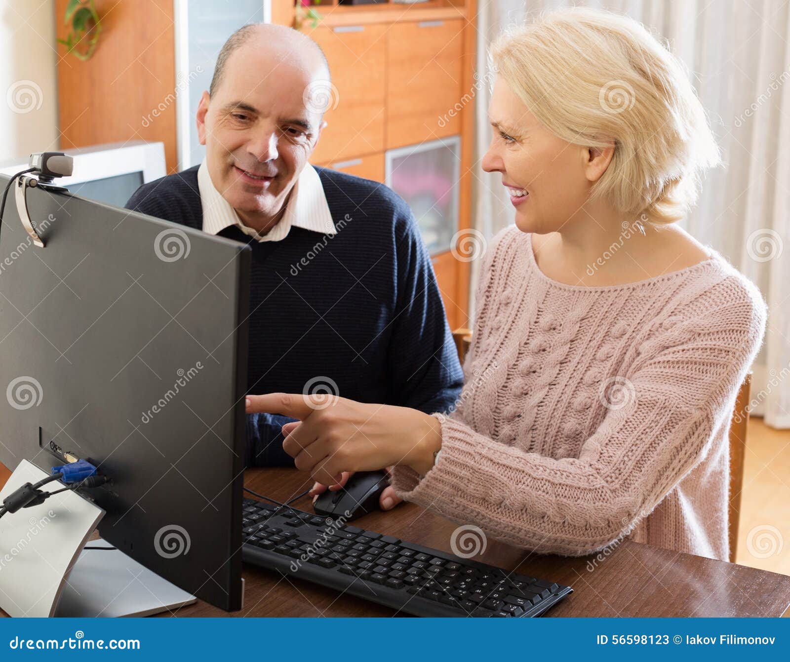 Couple Talking with Someone Online Stock Image - Image of chat, house ...