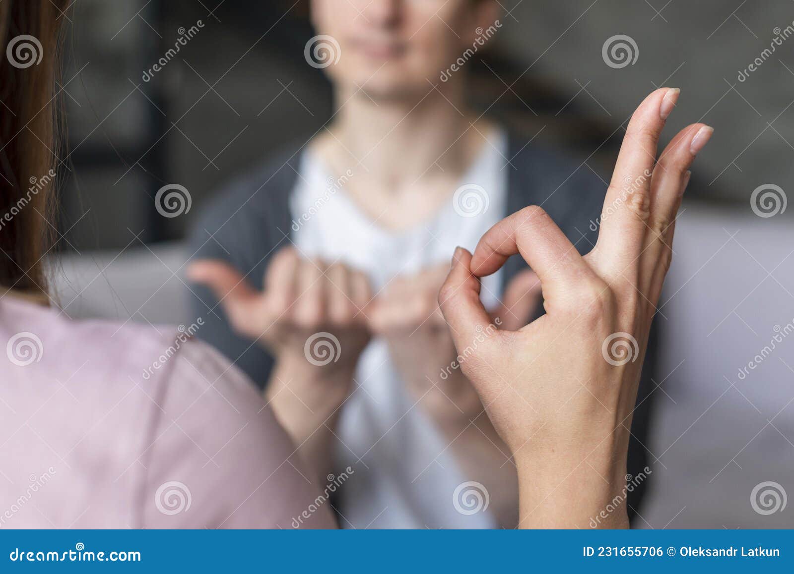 Couple Talking Using Sign Language Stock Photo - Image of language ...