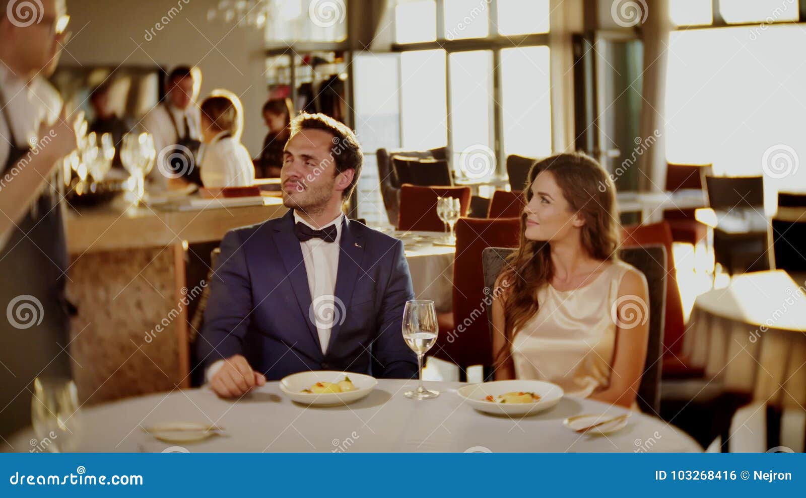 Couple Talking with Waiter in a Restaurant Stock Footage - Video of ...