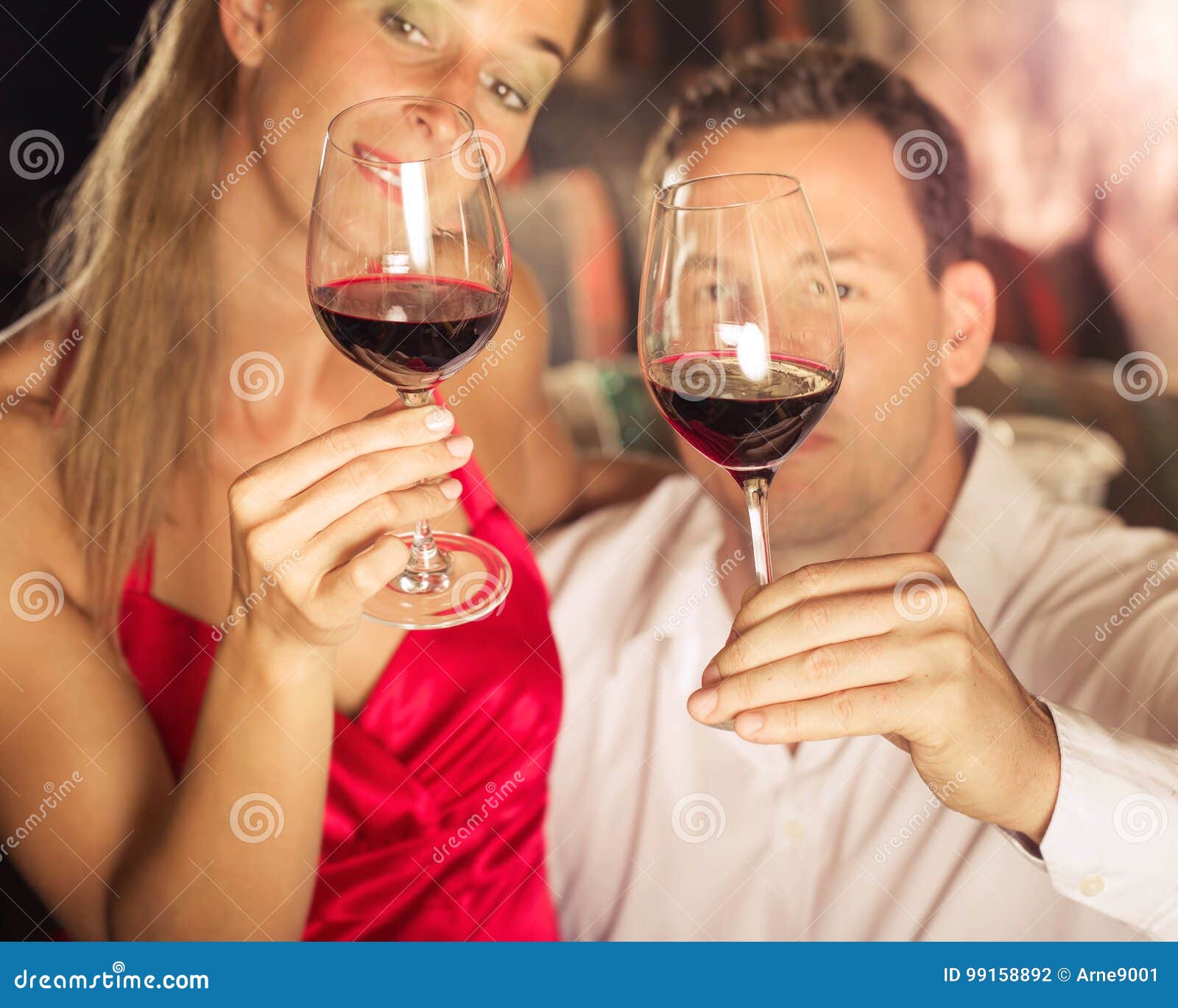 Couple Tasting Red Wine in Cellar at Winetasting Stock Photo - Image of ...