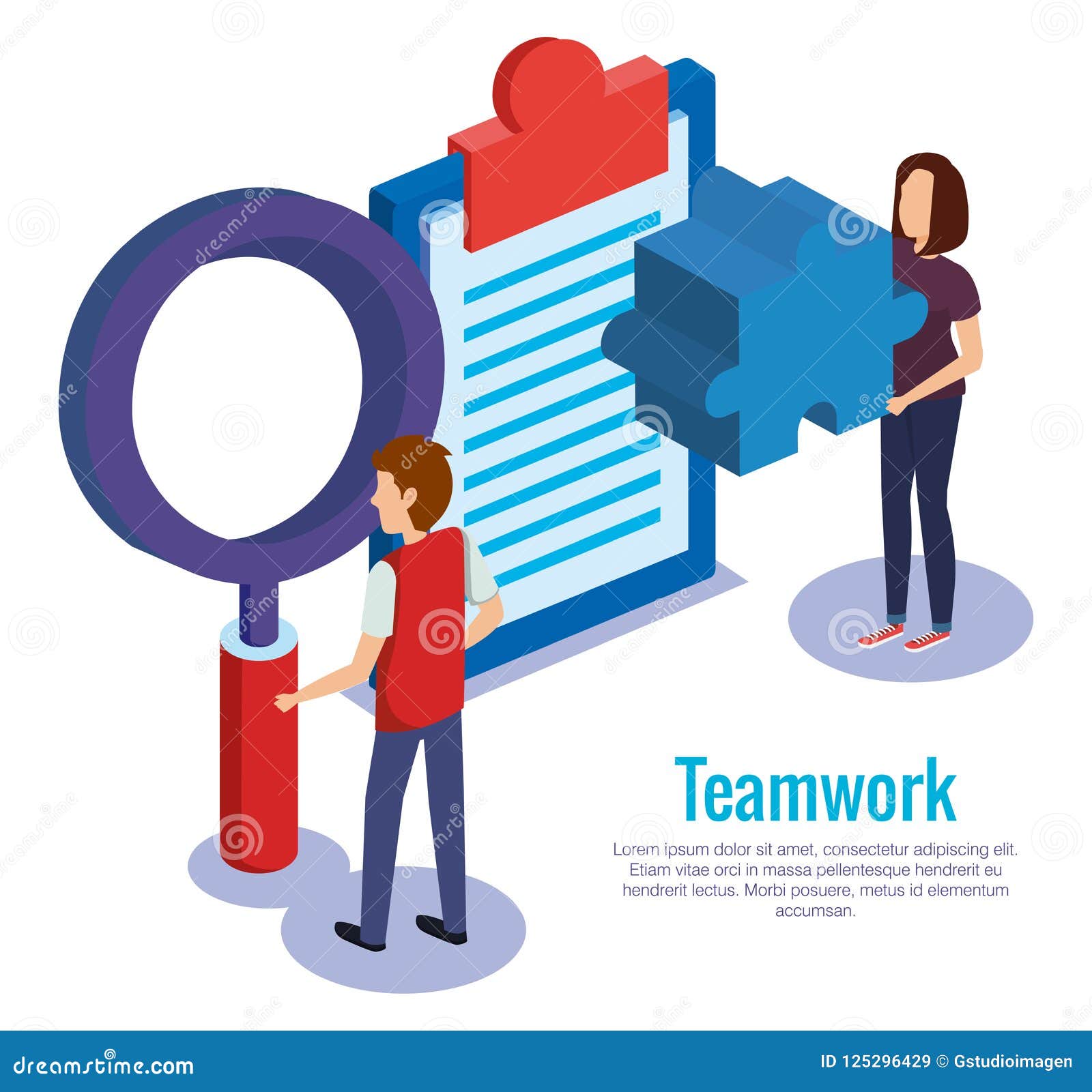 Couple Teamwork with Checklist Stock Vector - Illustration of graphic ...