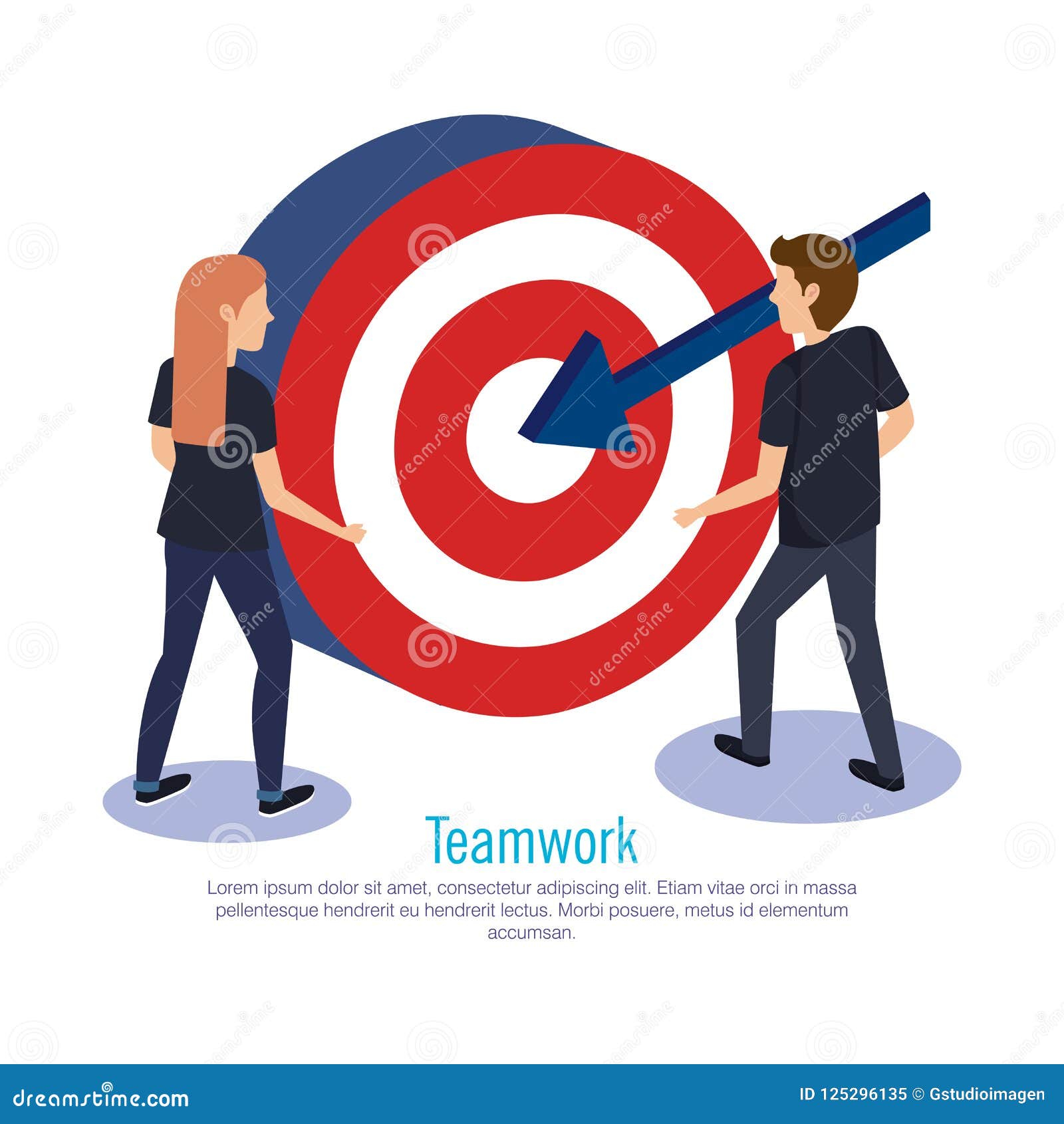 Couple Teamwork with Target Stock Vector - Illustration of diversity ...