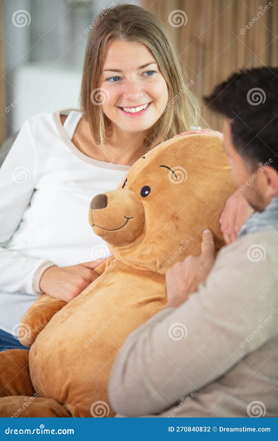 Couple with teddy bear stock photo. Image of bear, girl - 270840832