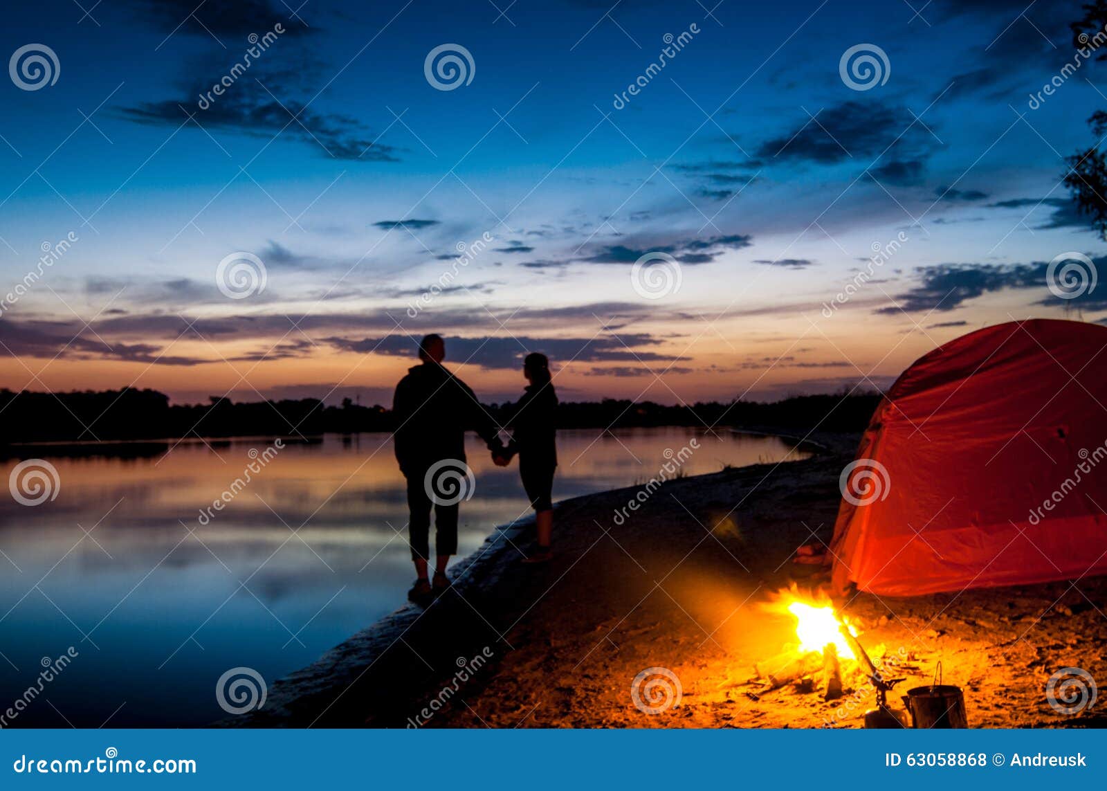 Couple tent camping stock photo. Image of expedition - 63058868