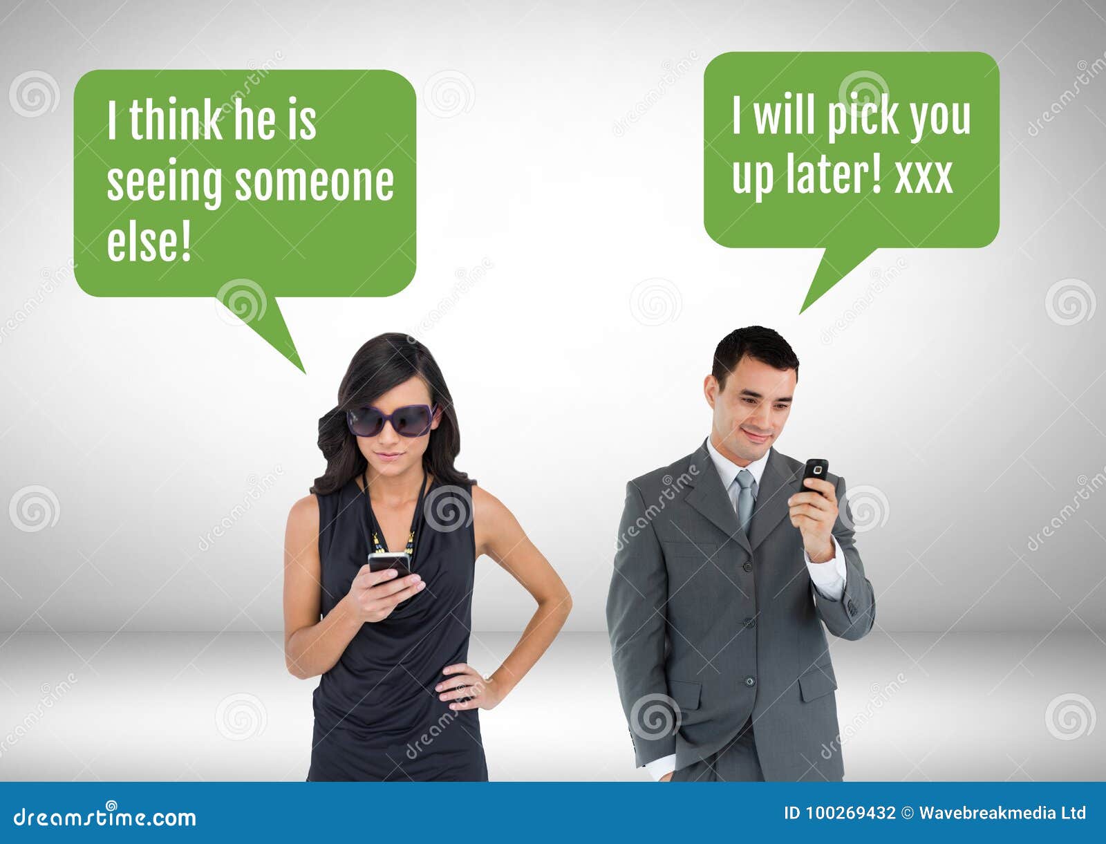 Couple Texting about Cheating Stock Photo - Image of elegant ...