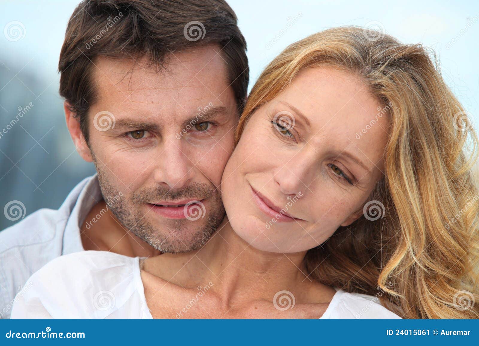 Couple with Their Heads Together Stock Image - Image of wife, love ...