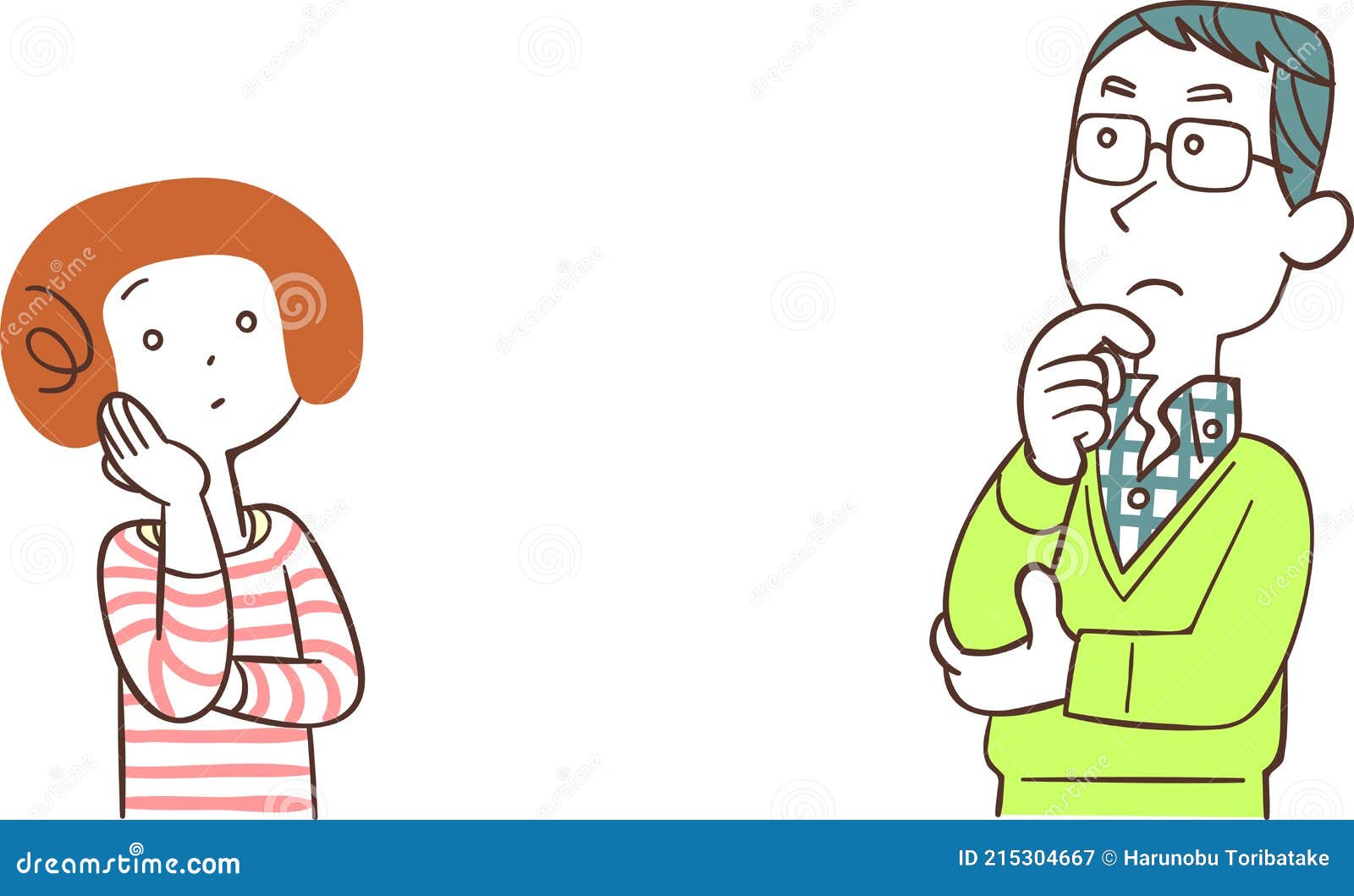 Couple Thinking. Confused People, Doubt Girl Man With Question Marks ...