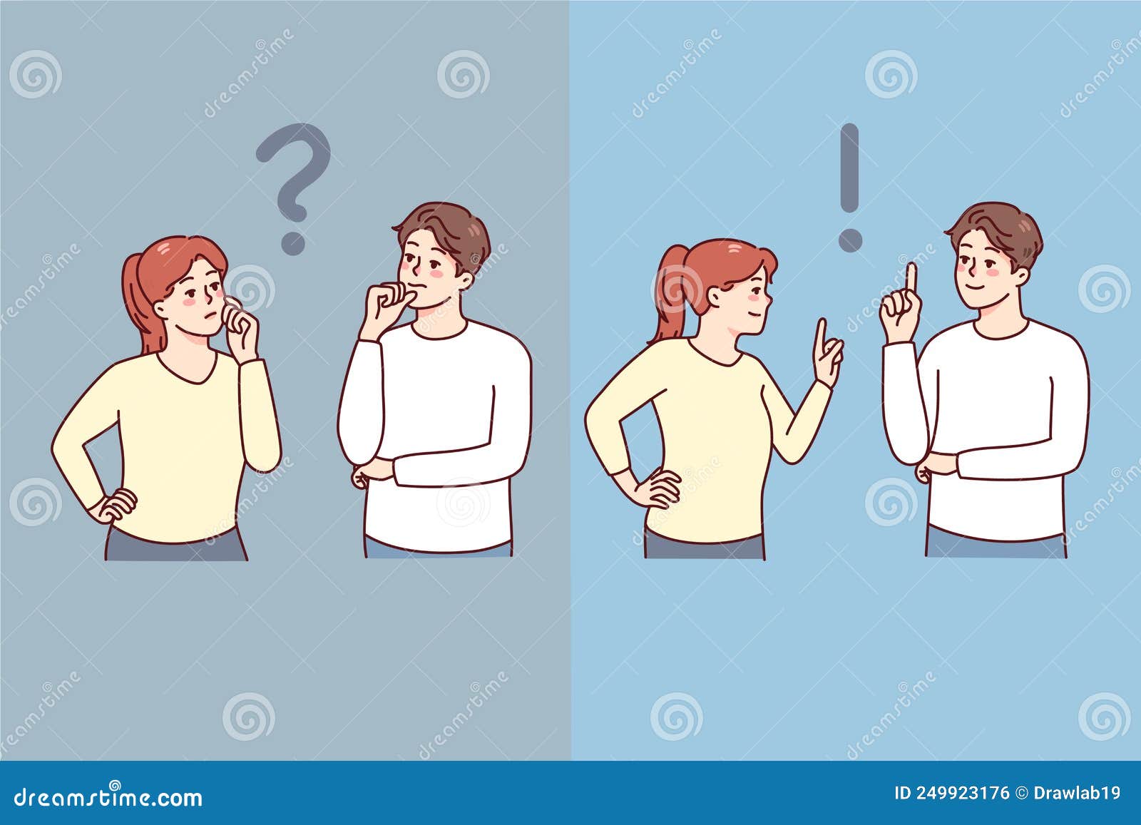 Couple Thinking and Finding Solution Stock Vector - Illustration of ...