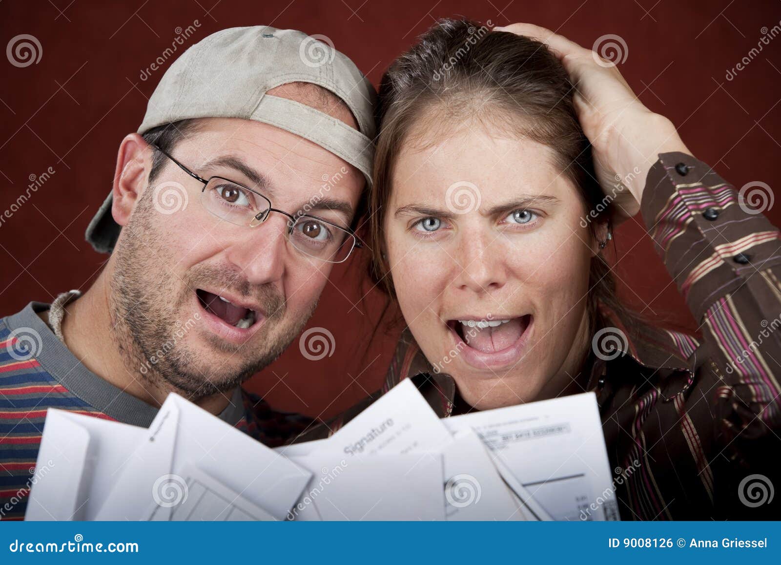 Couple with too many bills stock photo. Image of relationship - 9008126