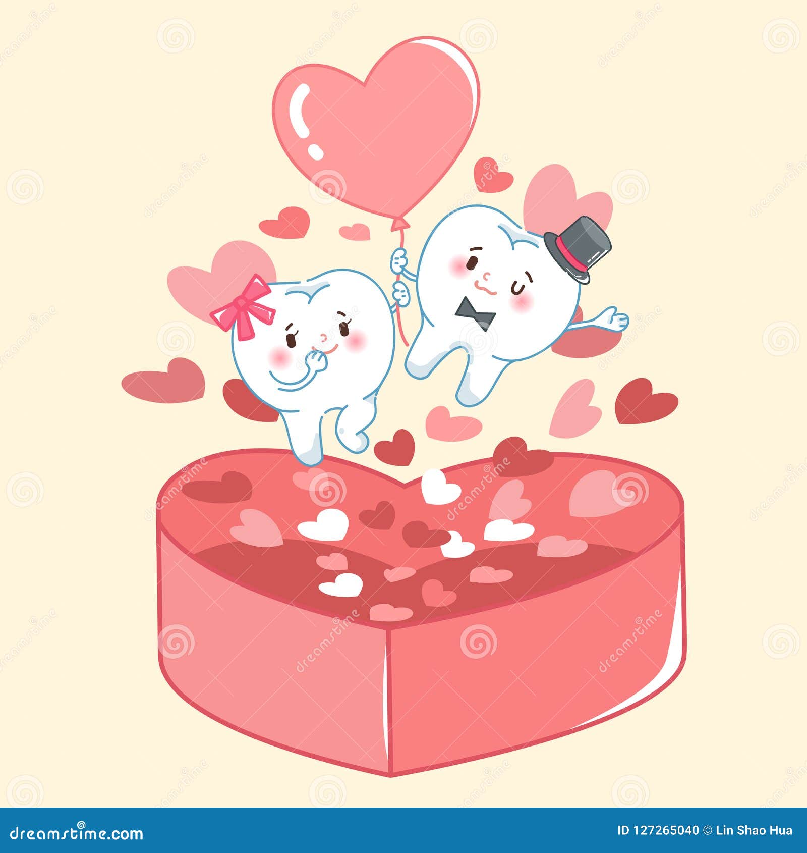 Couple tooth with heart stock vector. Illustration of clinic - 127265040