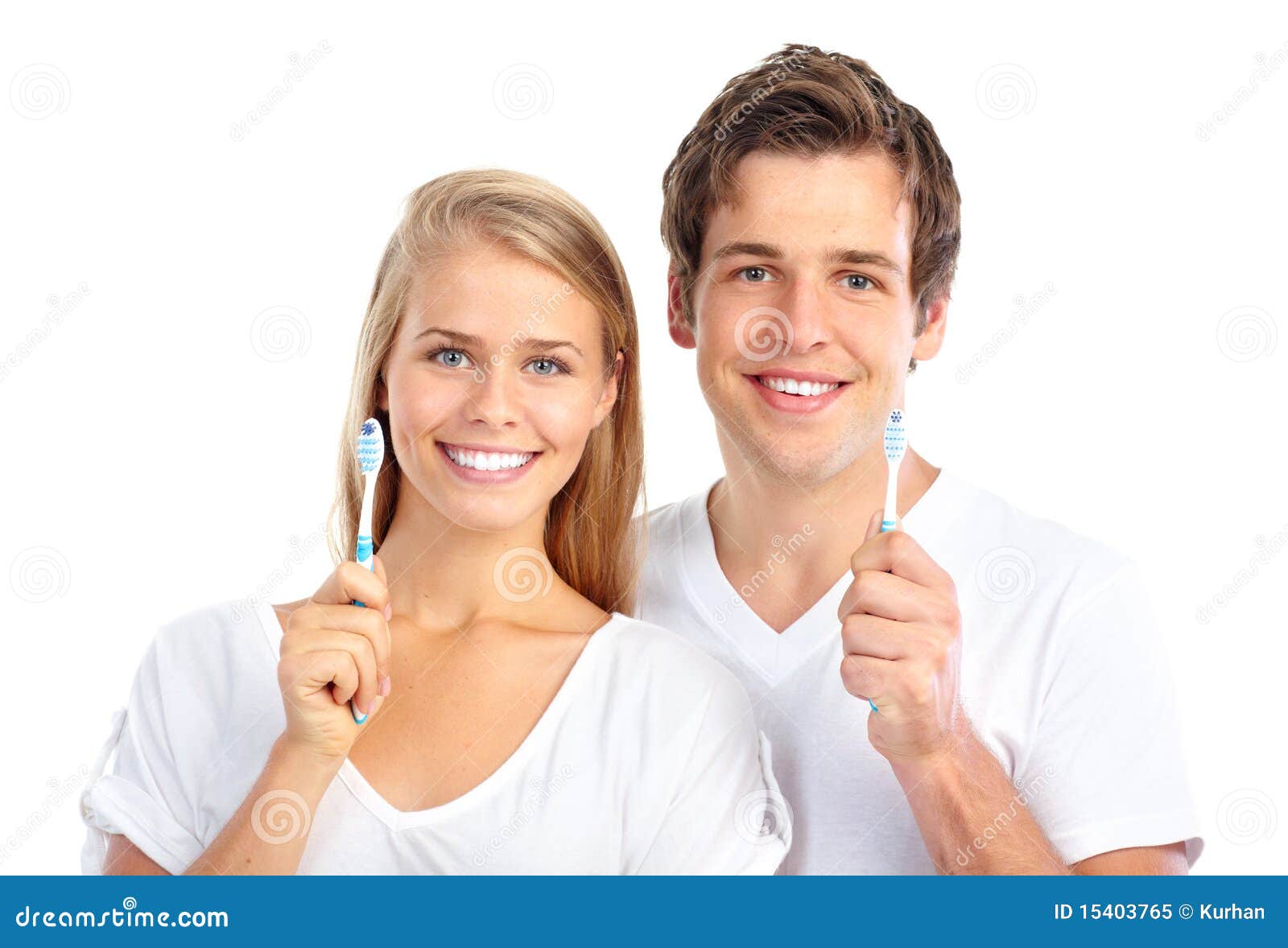 Couple with toothbrushes stock image. Image of isolate - 15403765