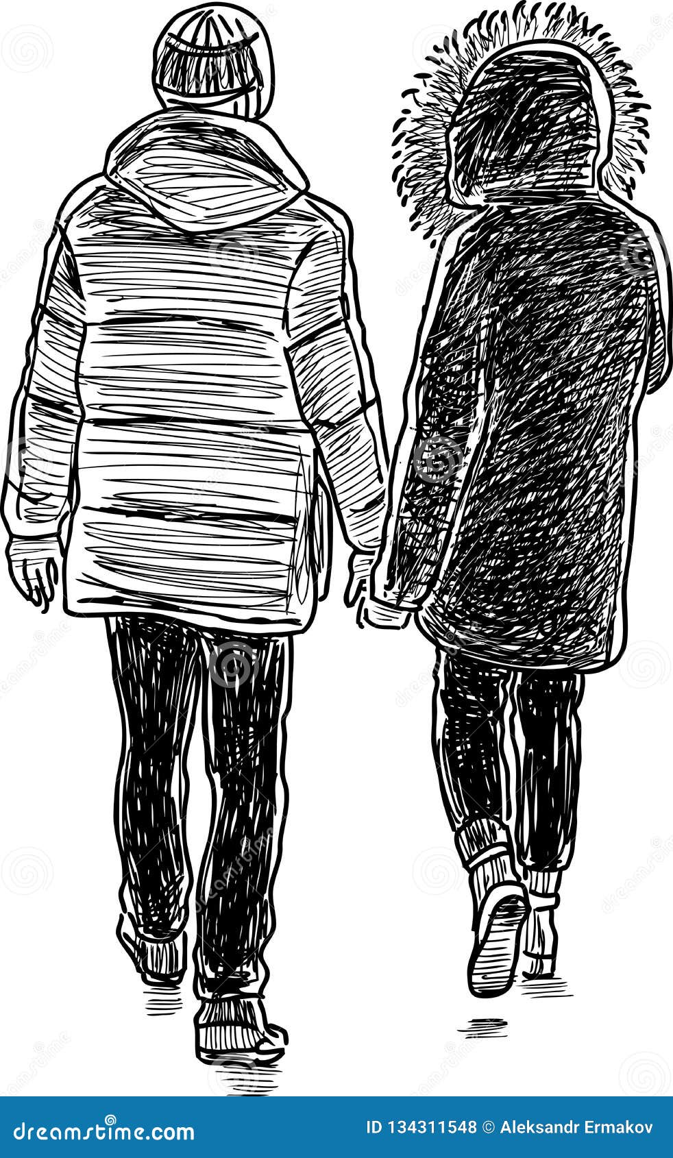 A Couple of Townspeople Goes for a Stroll Stock Vector - Illustration ...