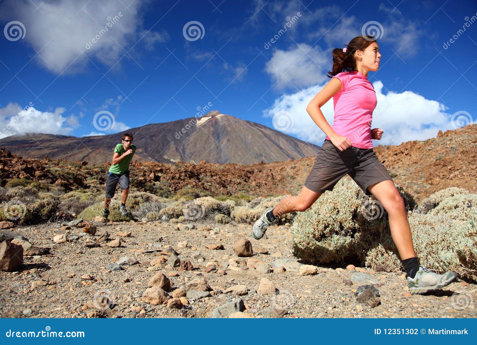 Couple trail running stock photo. Image of action, beautiful - 12351302