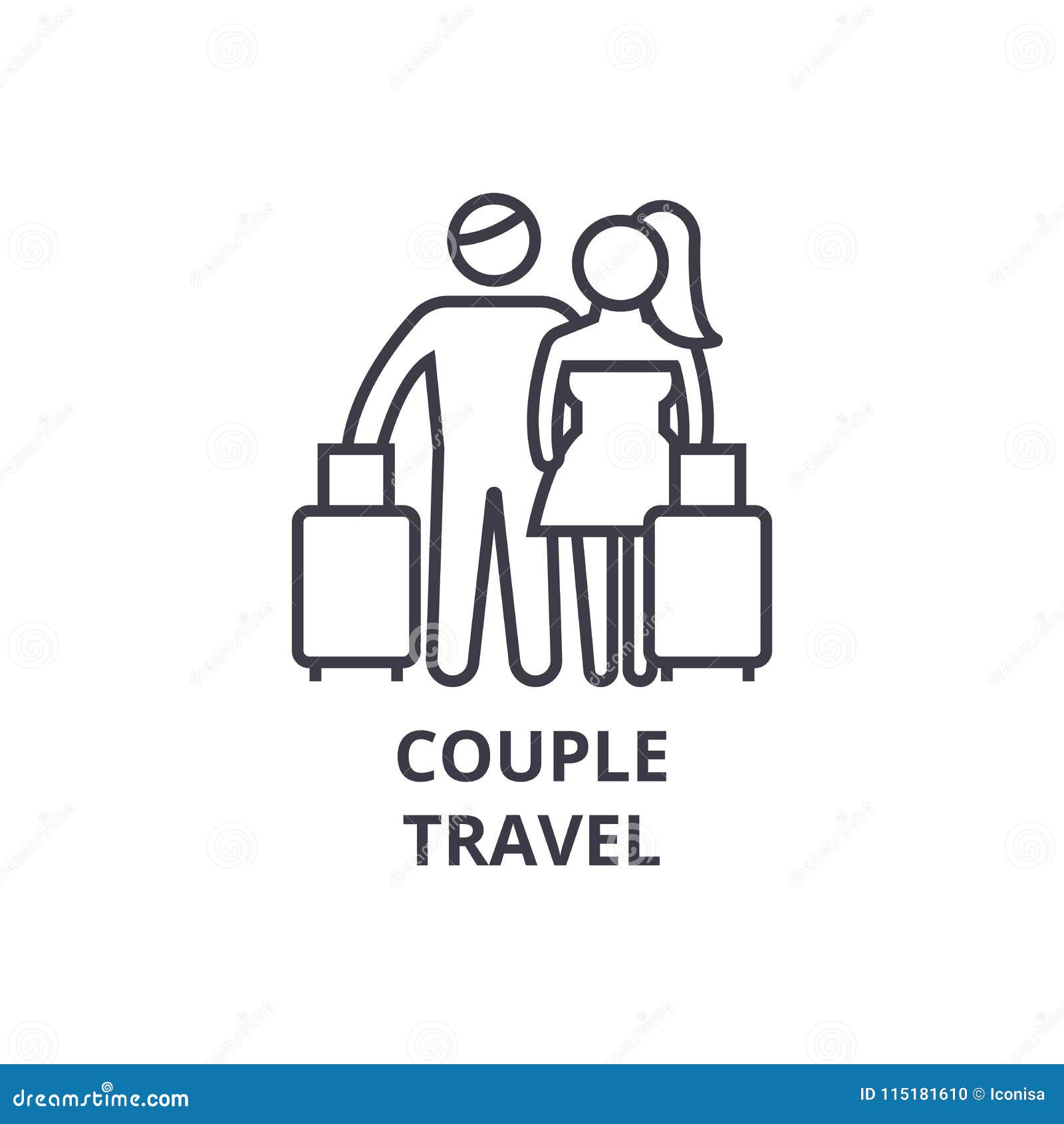 Couple Travel Thin Line Icon, Sign, Symbol, Illustation, Linear Concept ... Couple Travel Thin Line Icon, Sign, Symbol, Illustation, Linear Concept ...