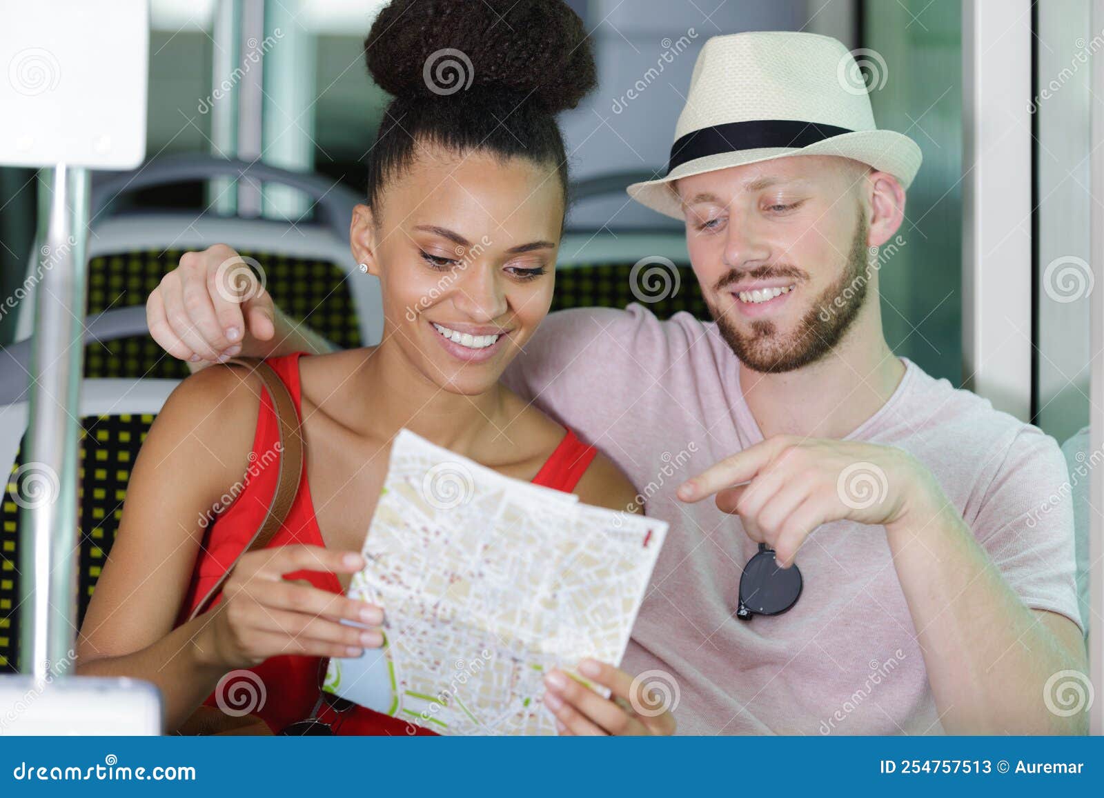 Couple Travelers Looking at Map Stock Image - Image of dating, pointing ...
