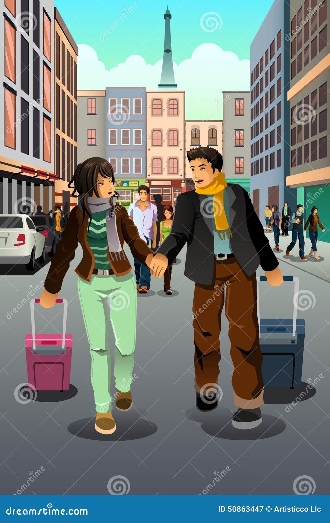 Couple traveling together stock vector. Illustration of romance - 50863447