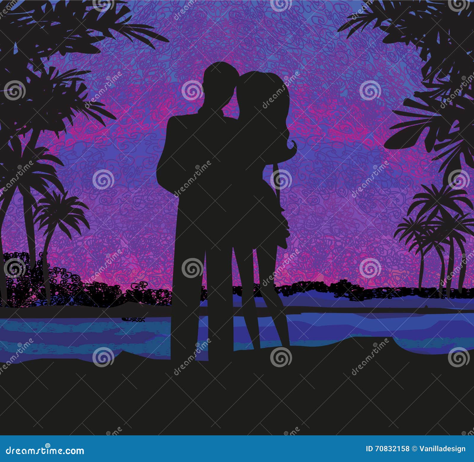 Couple on Tropical Vacation Stock Vector - Illustration of person ...