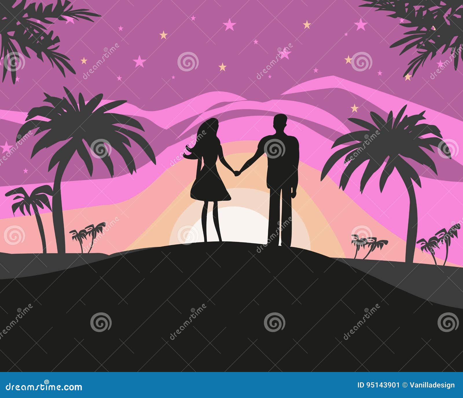 Couple on Tropical Vacation Stock Vector - Illustration of beautiful ...