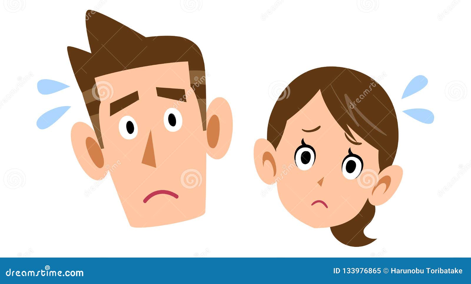 A Couple Troubled with Problems, Facial Expression, Stock Vector ...