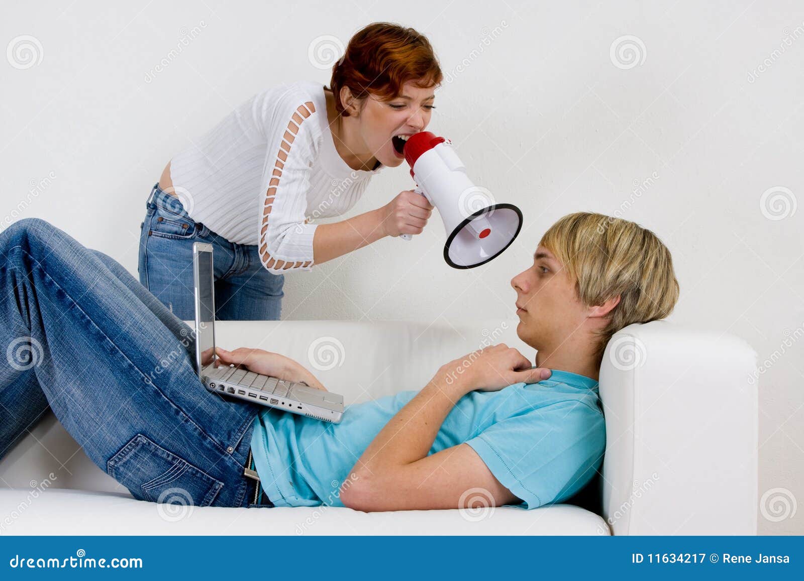 Couple Trying To Communicate Stock Image - Image of arguing, female ...