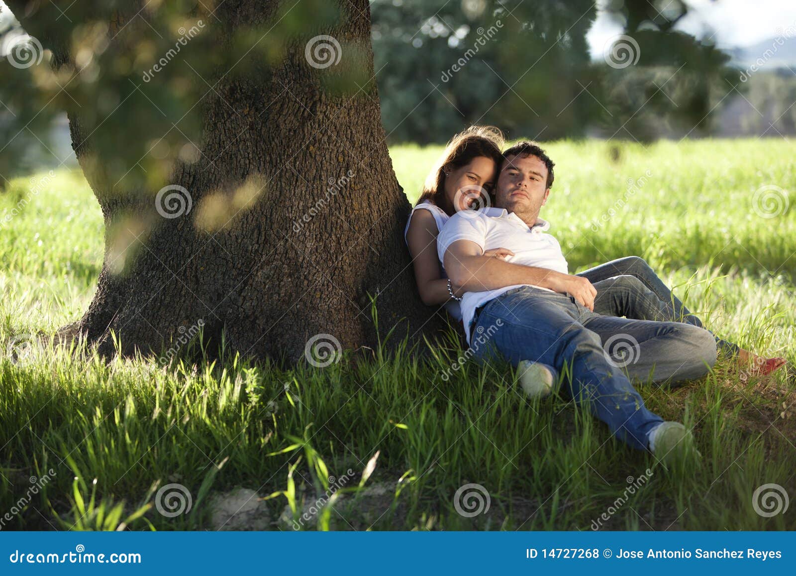 Couple under tree stock photo. Image of resting, passion - 14727268