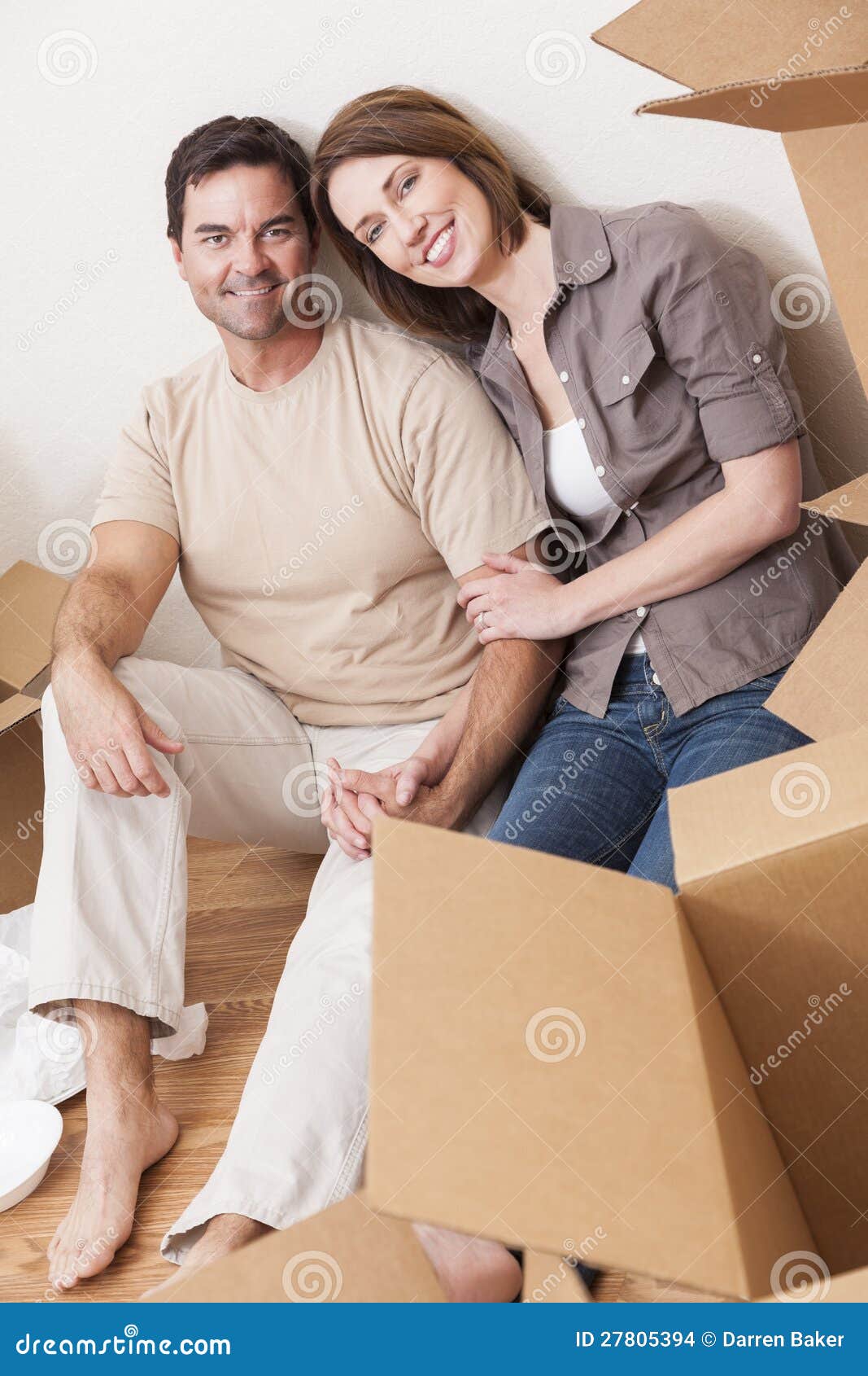 Couple Unpacking or Packing Boxes Moving House Stock Photo - Image of ...