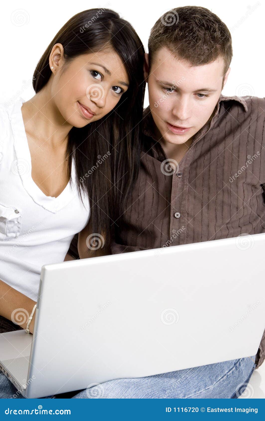 Couple Using Computer stock photo. Image of sitting, adults - 1116720