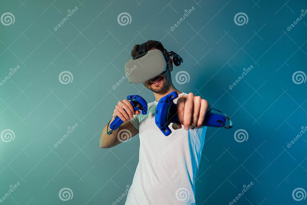 Couple Using a Gaming Gadget for Virtual Reality Stock Image - Image of ...