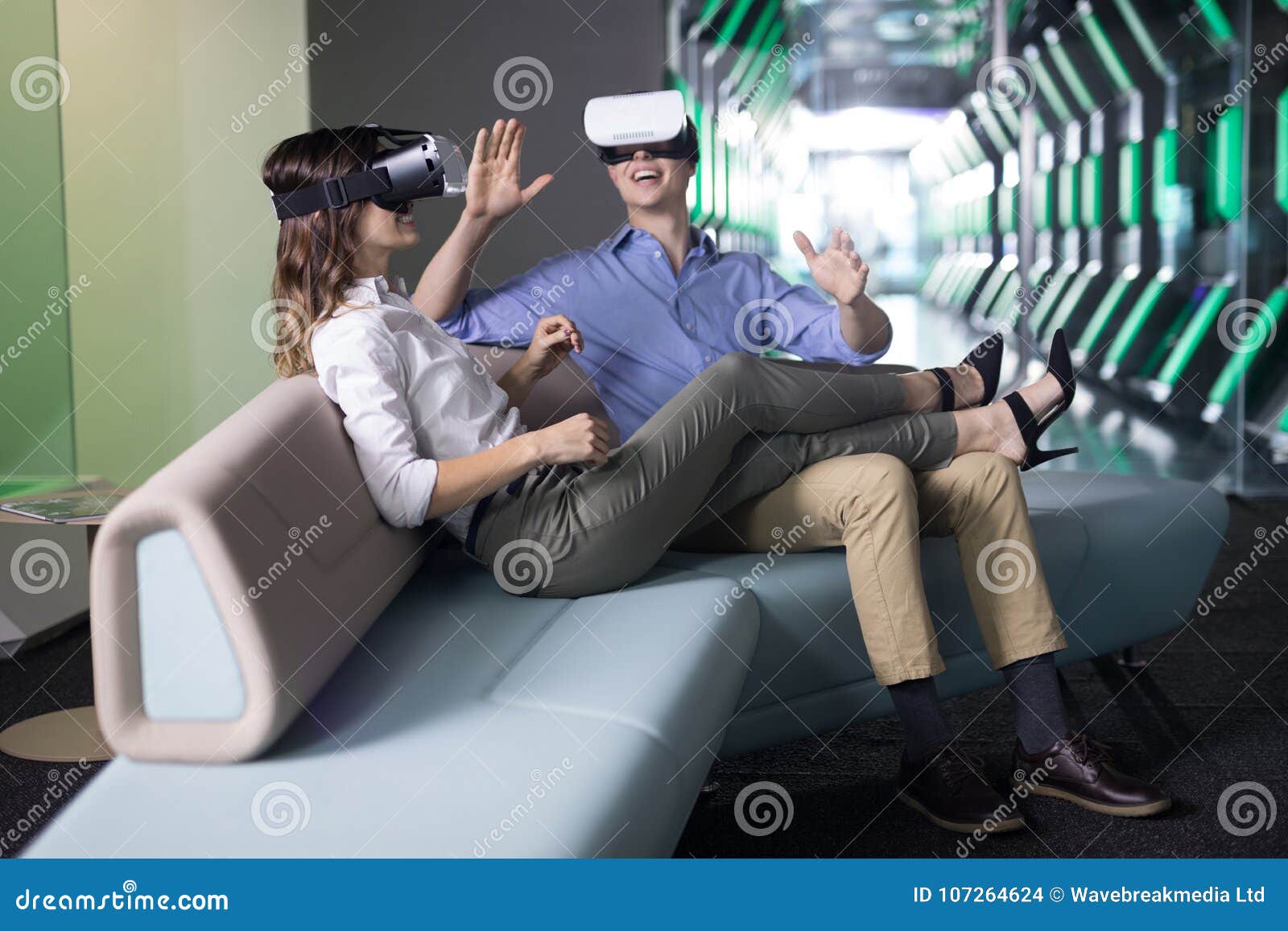 Couple Using Virtual Reality Headset Stock Photo - Image of headset ...