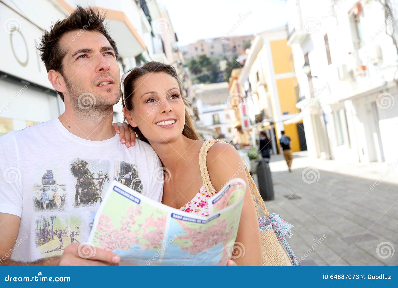 Couple Visiting Monuments in Town Stock Image - Image of mediterranean ...