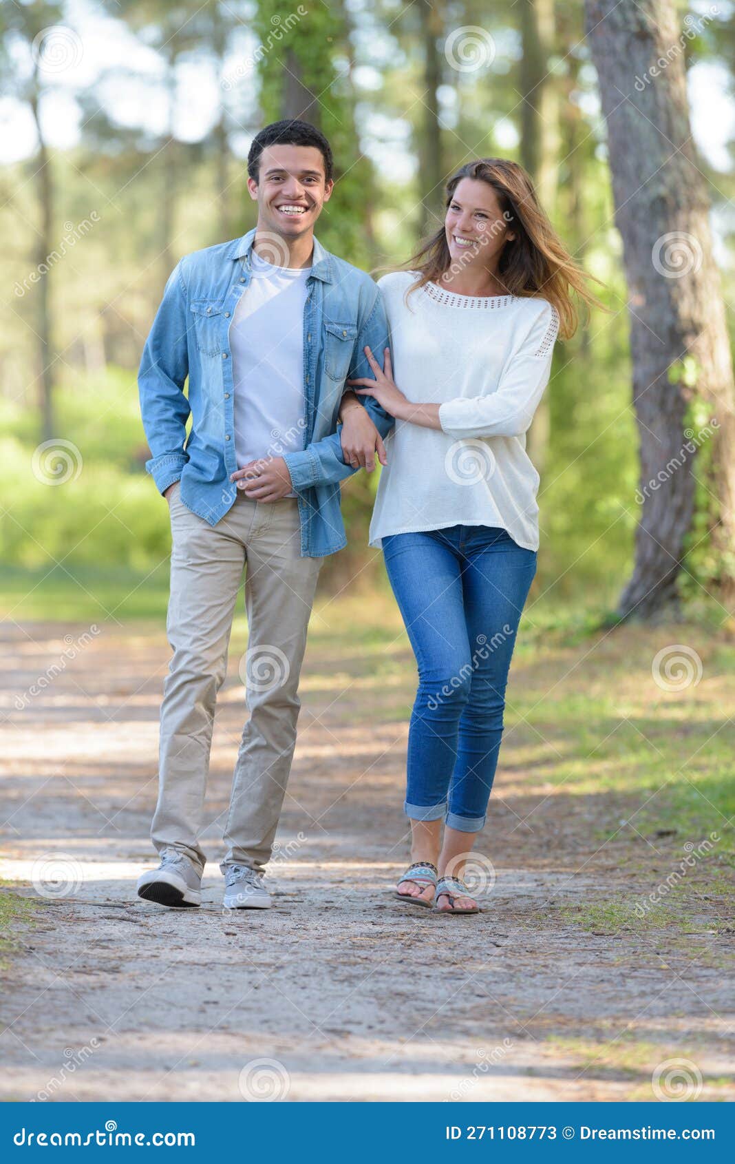 Couple Walk Forest Love Concept Stock Image - Image of freespace ...