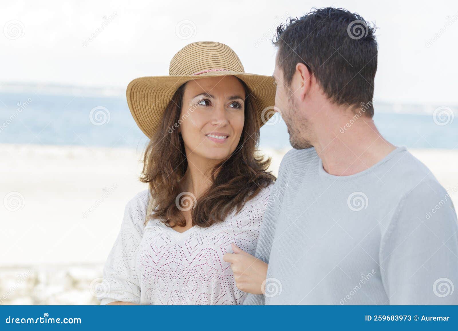 Couple Walking Arm in Arm by Beach Stock Image - Image of thirties ...