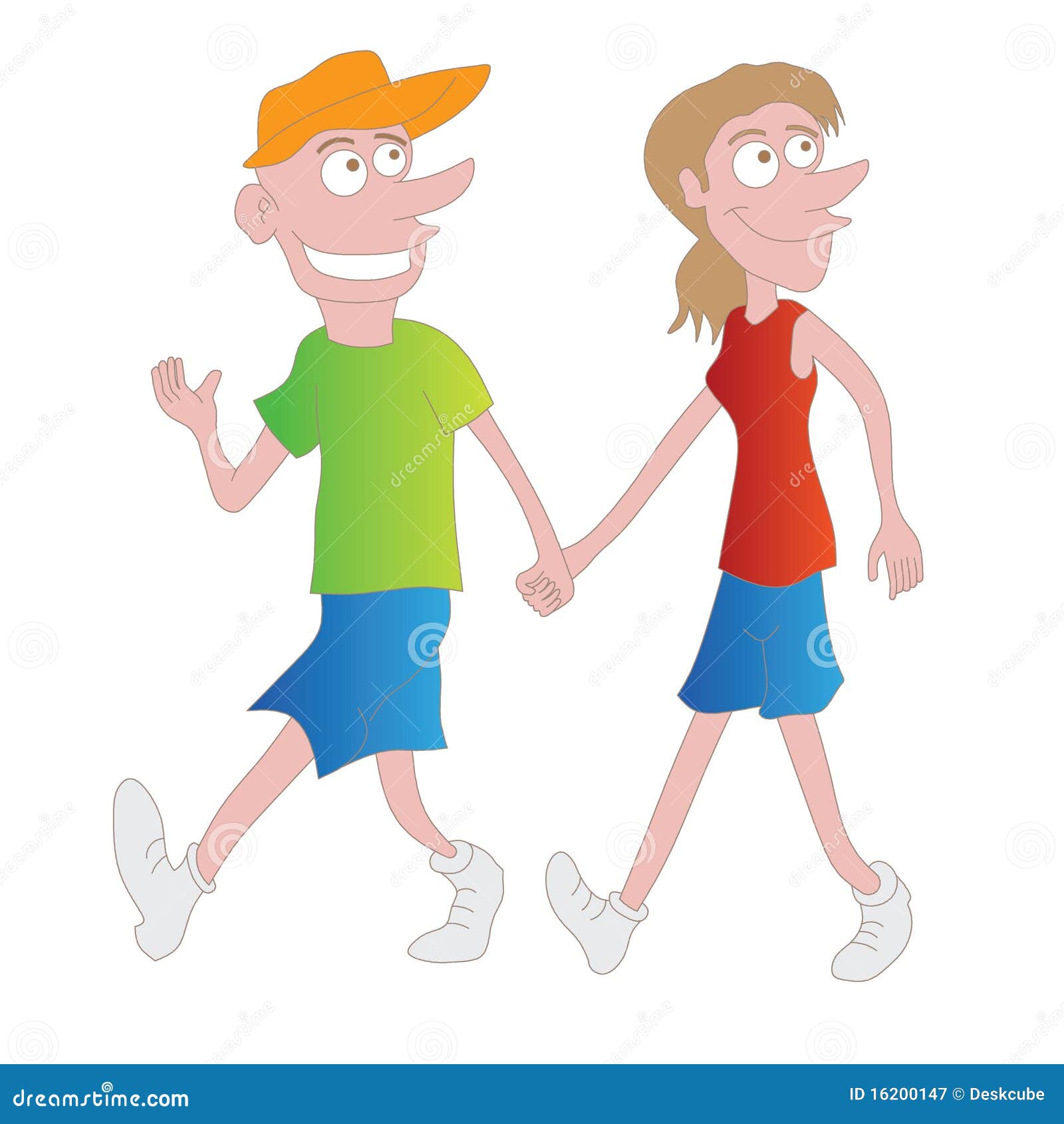 Couple walking cartoon stock vector. Illustration of jogging - 16200147